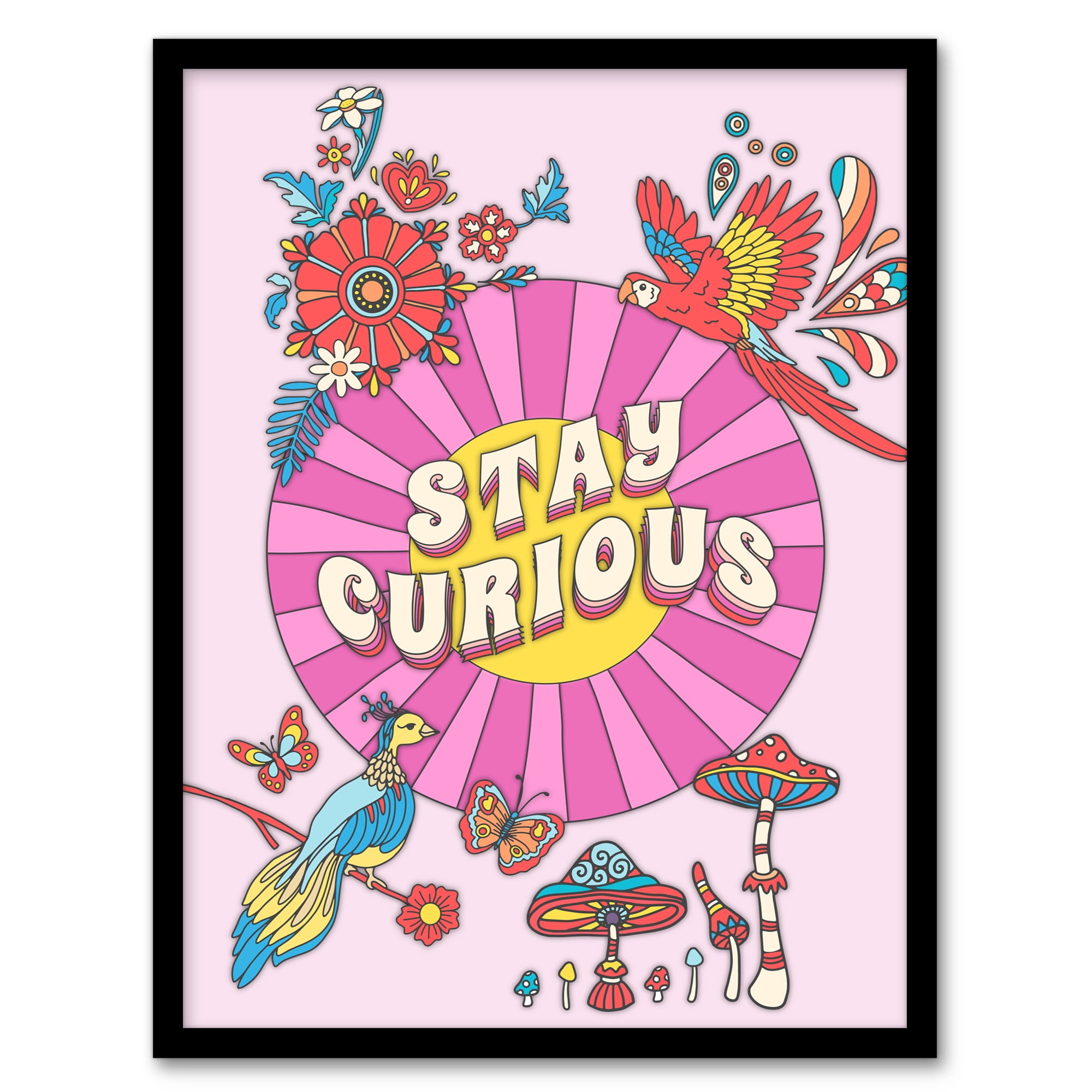 Stay Curious Quote Affirmations Colourful Kids Room Artwork Framed Wall Art Print A4 - Walmart.com