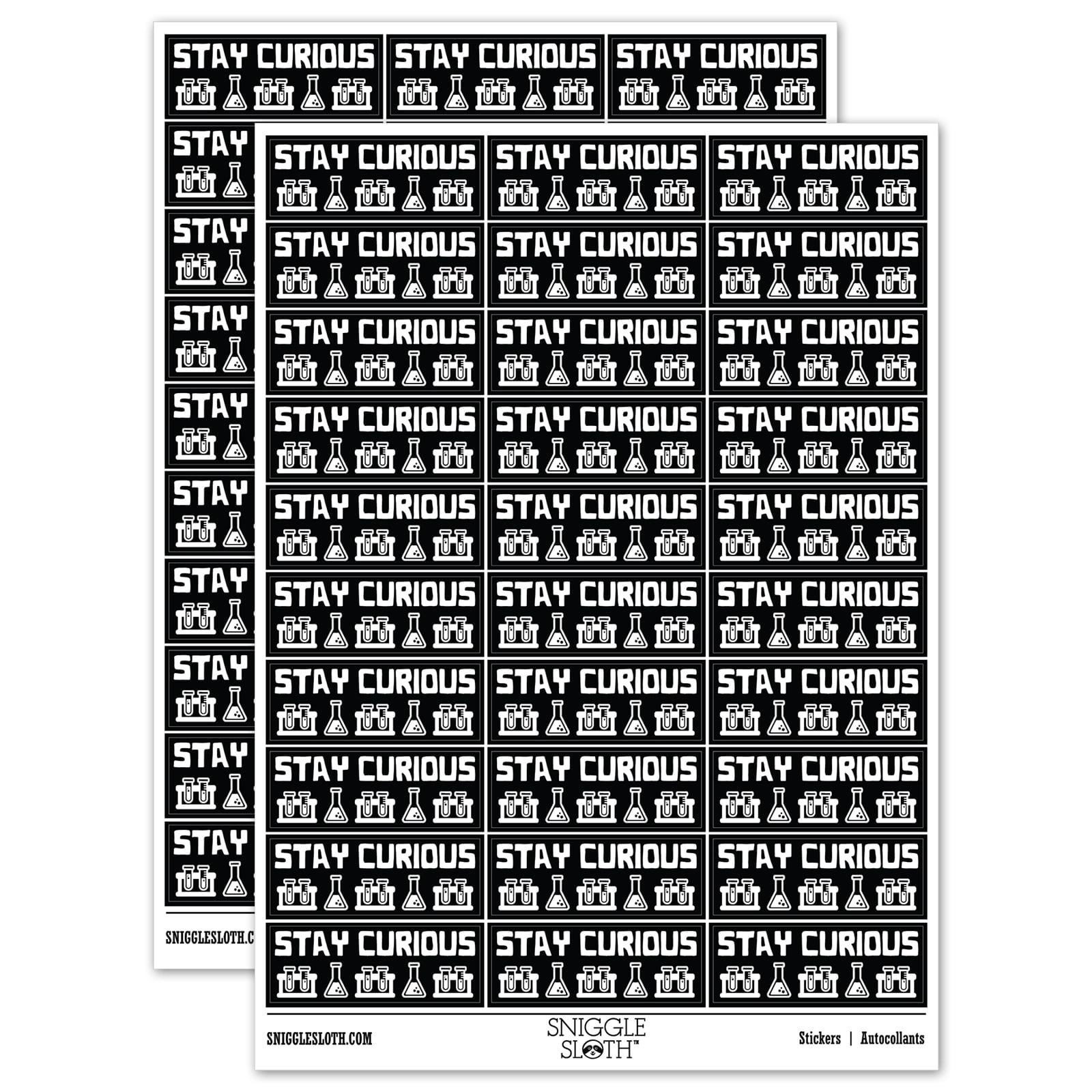 Stay Curious Science Beakers Teacher Student School Sticker Set - Black ...