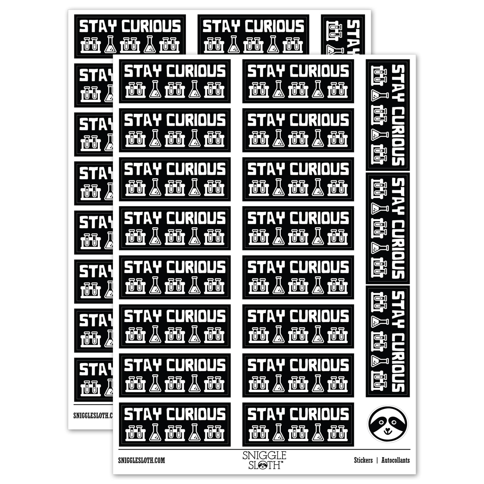 Stay Curious Science Beakers Teacher Student School Sticker Set - Black ...