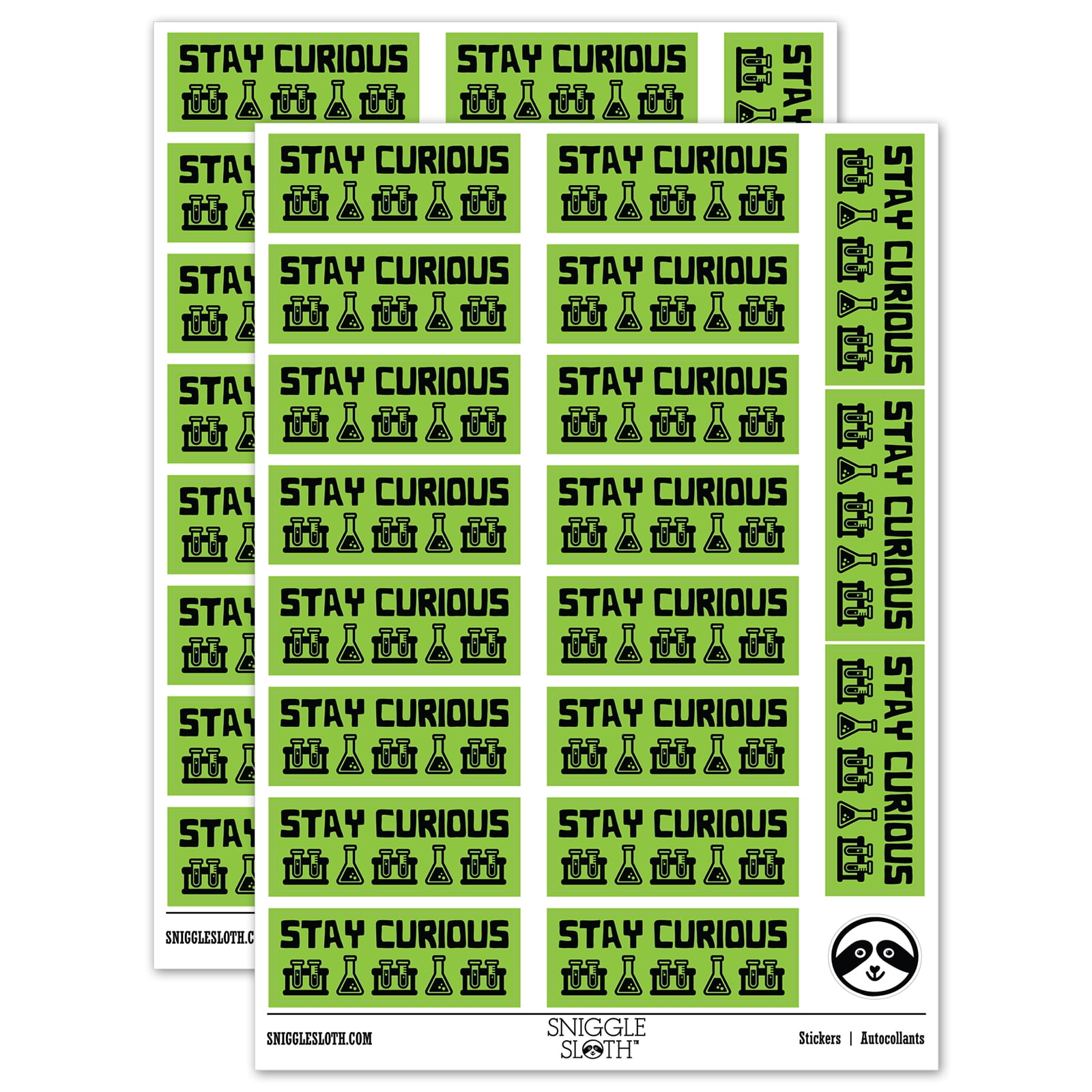 Stay Curious Science Beakers Teacher Student School Sticker Set - Light ...