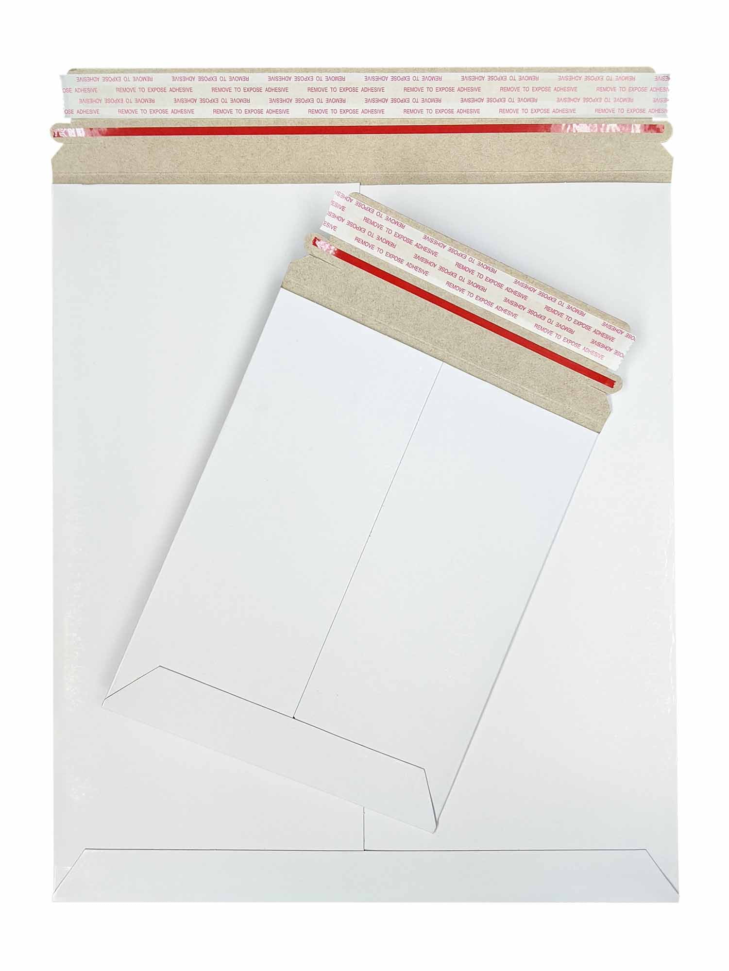 Stay Flat Mailer White Cardboard Mailers with Tear Tab - 28pt - Choose ...