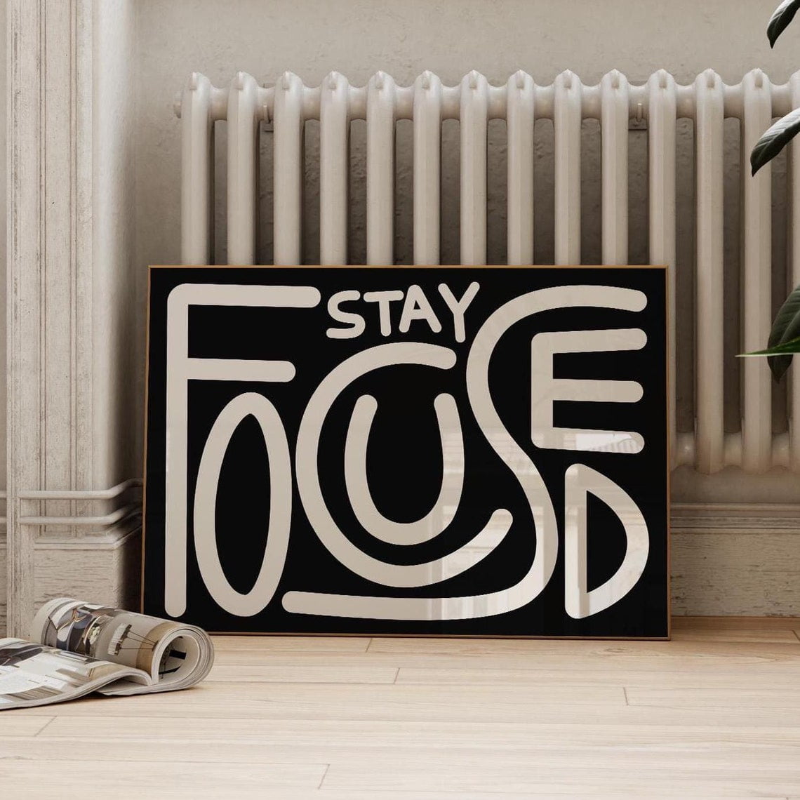 Stay Focused, Motivational Quote Wall Art, Office Inspirational Wall ...