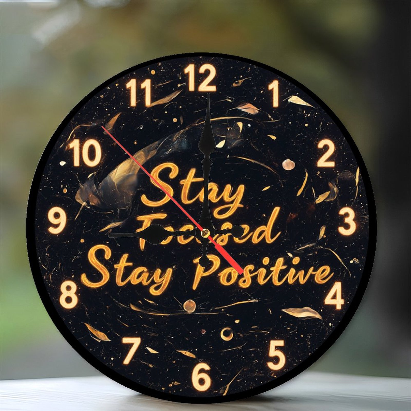 Stay Focused Stay Positive Motivational Wall Clock 10-Inch Silent ...
