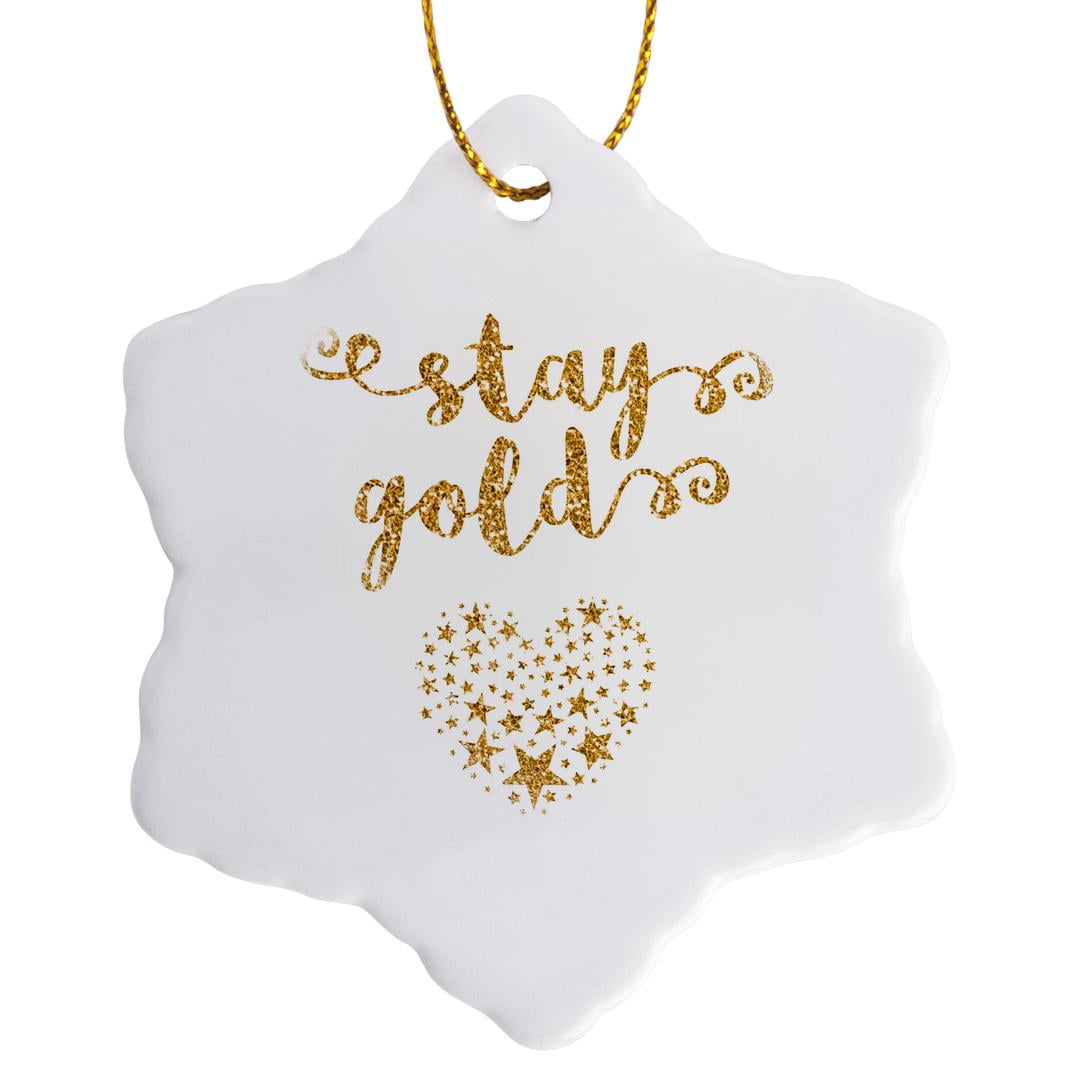 3drose, Stay Gold- Typography Gold Effect over White Background, 3 inch ...
