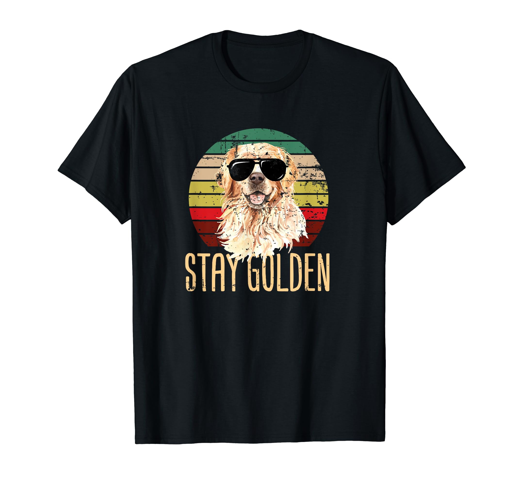 Stay Golden Funny Retro Golden Retriever Dog Breed Lover Short Sleeve Black T-Shirt - Walmart.com