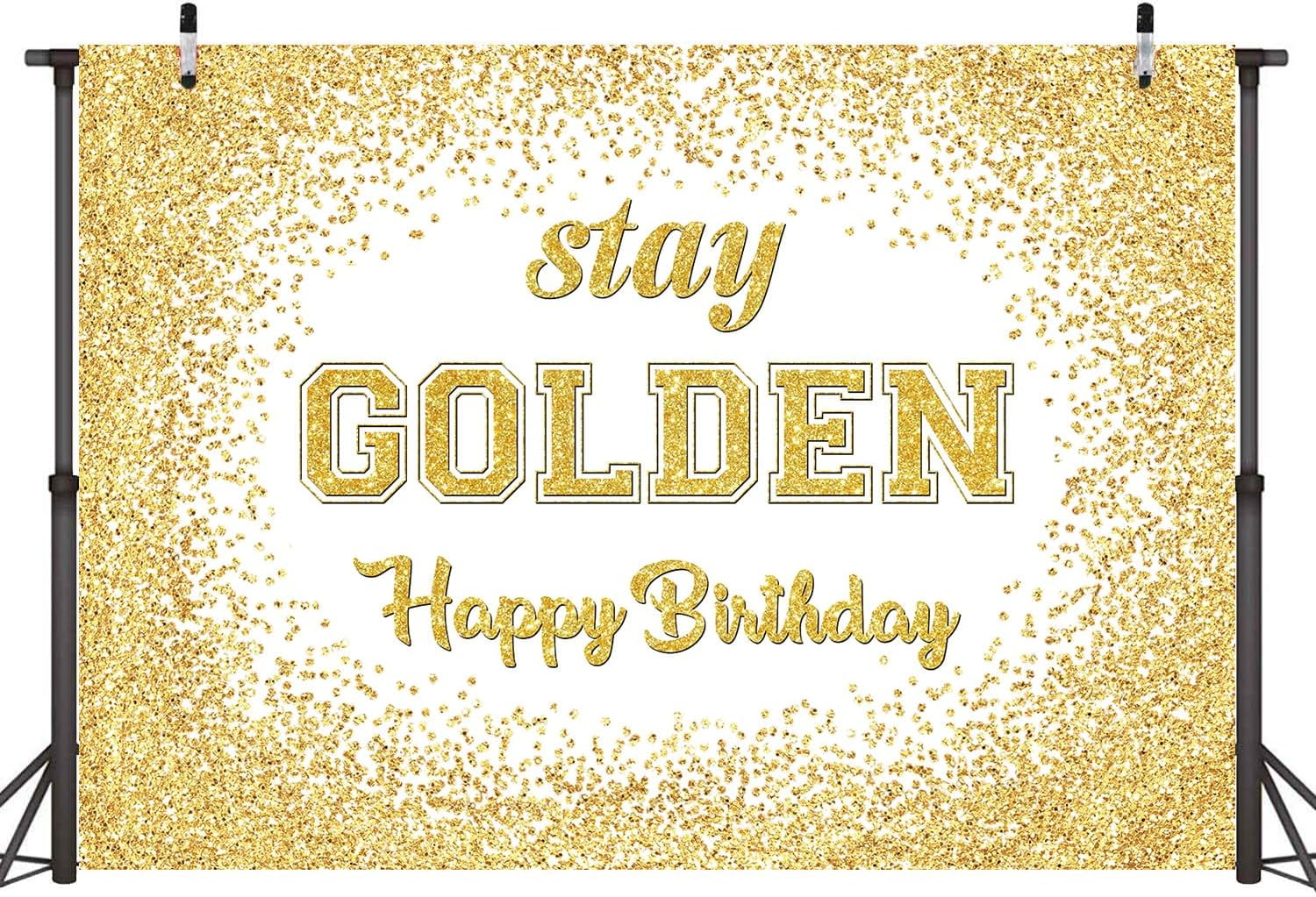 Stay Golden Happy Birthday Backdrop Shiny Glitter Happy Golden Birthday ...