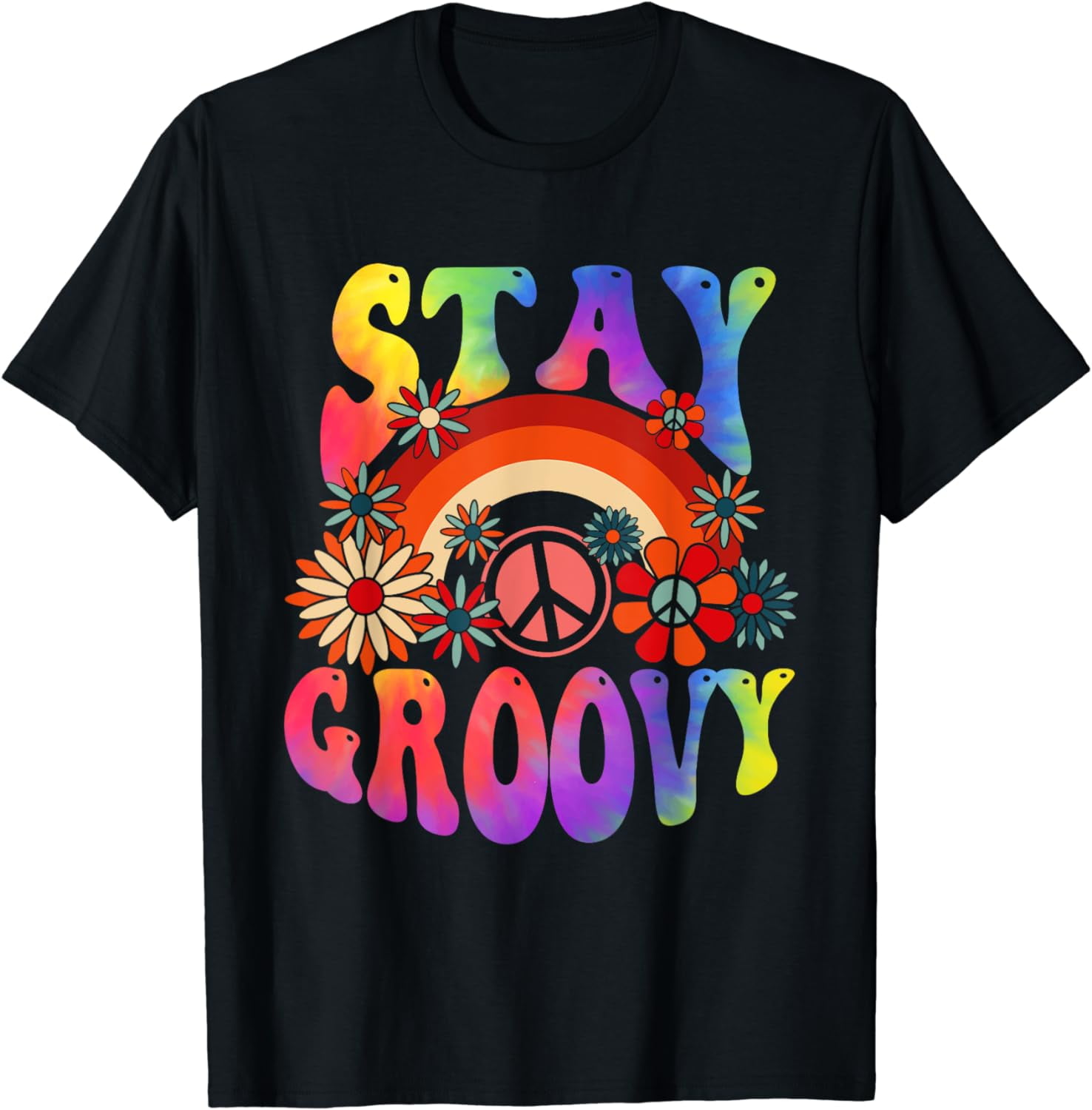 Stay Groovy Peace Sign Love 60s 70s Tie Dye Hippie Halloween T-Shirt - Walmart.com