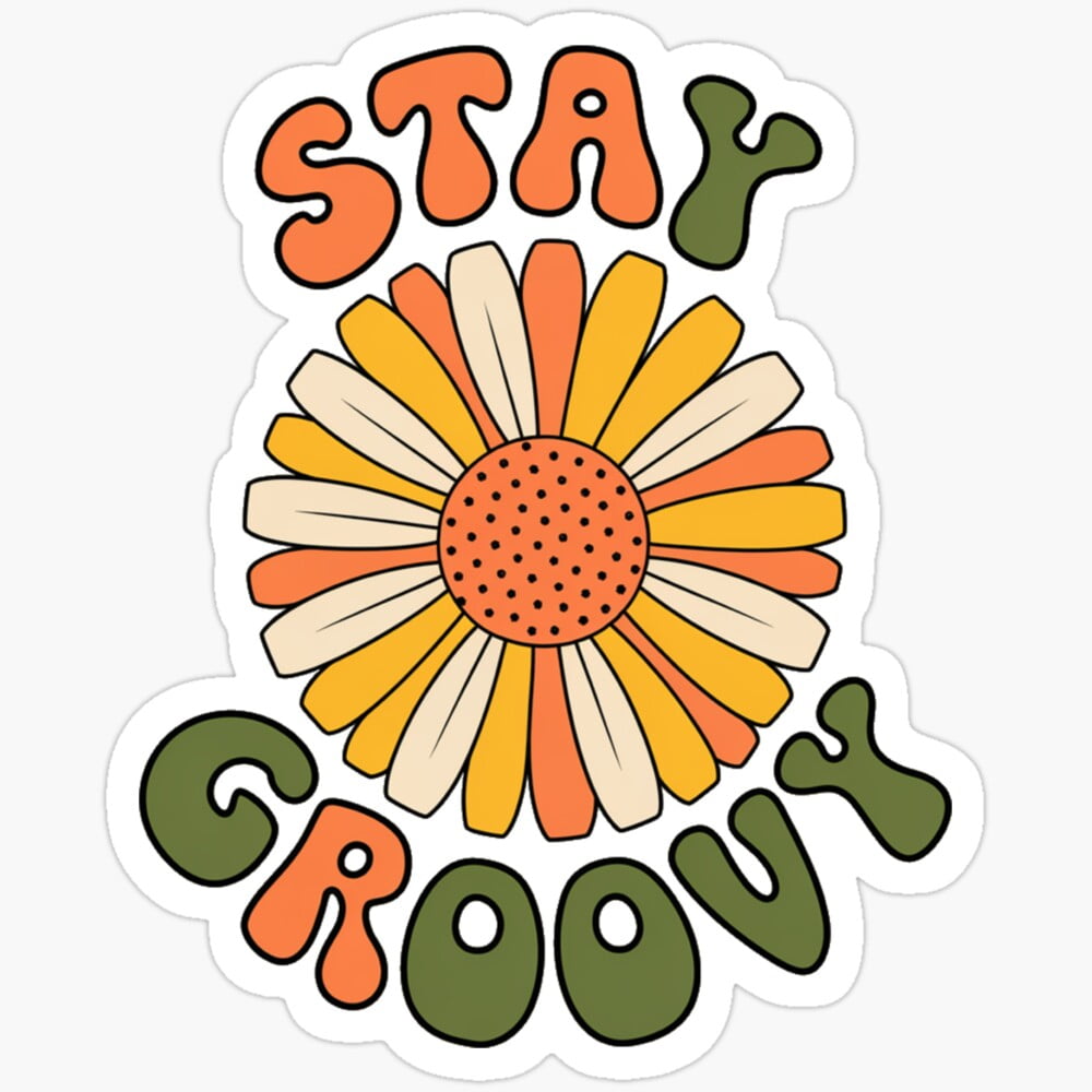 Stay Groovy Retro Flower Design Stickerphone Decal Water Bottle ...