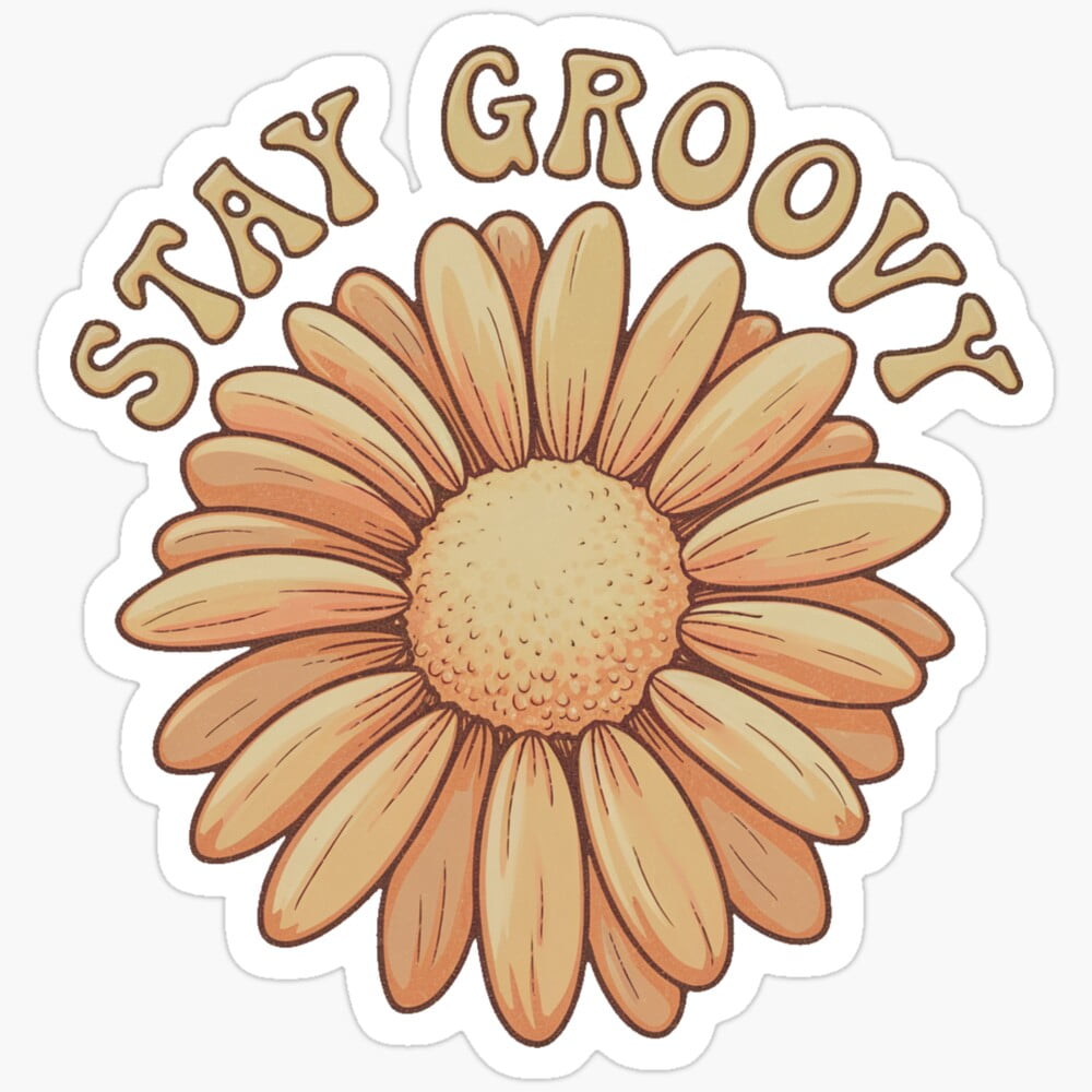 Stay Groovy Vintage Daisy Artwork Stickerphone Decal Water Bottle ...