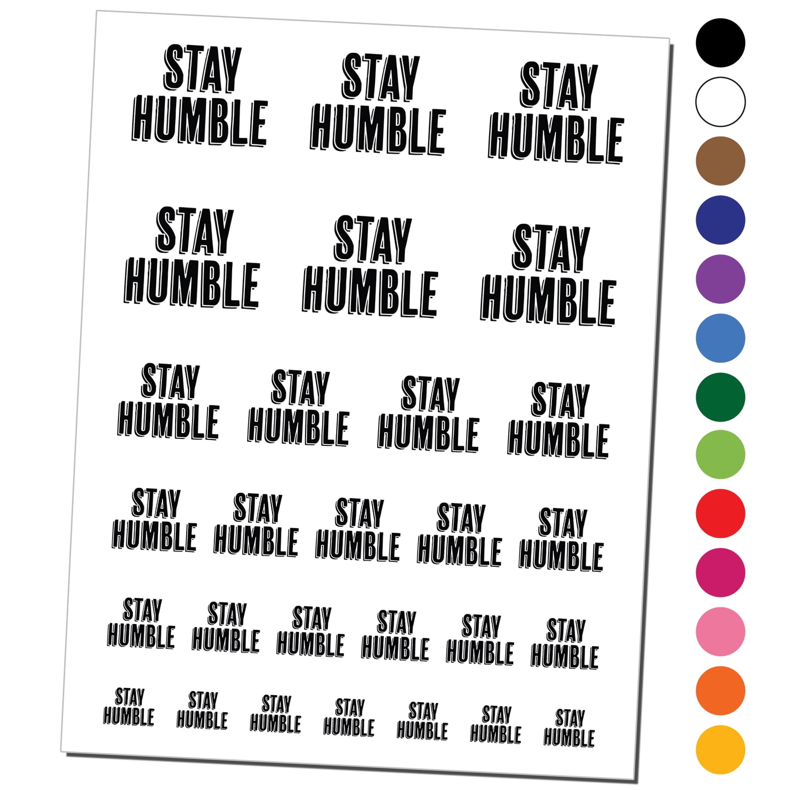 Stay Humble Drop Shadow Water Resistant Temporary Tattoo Set Fake Body ...