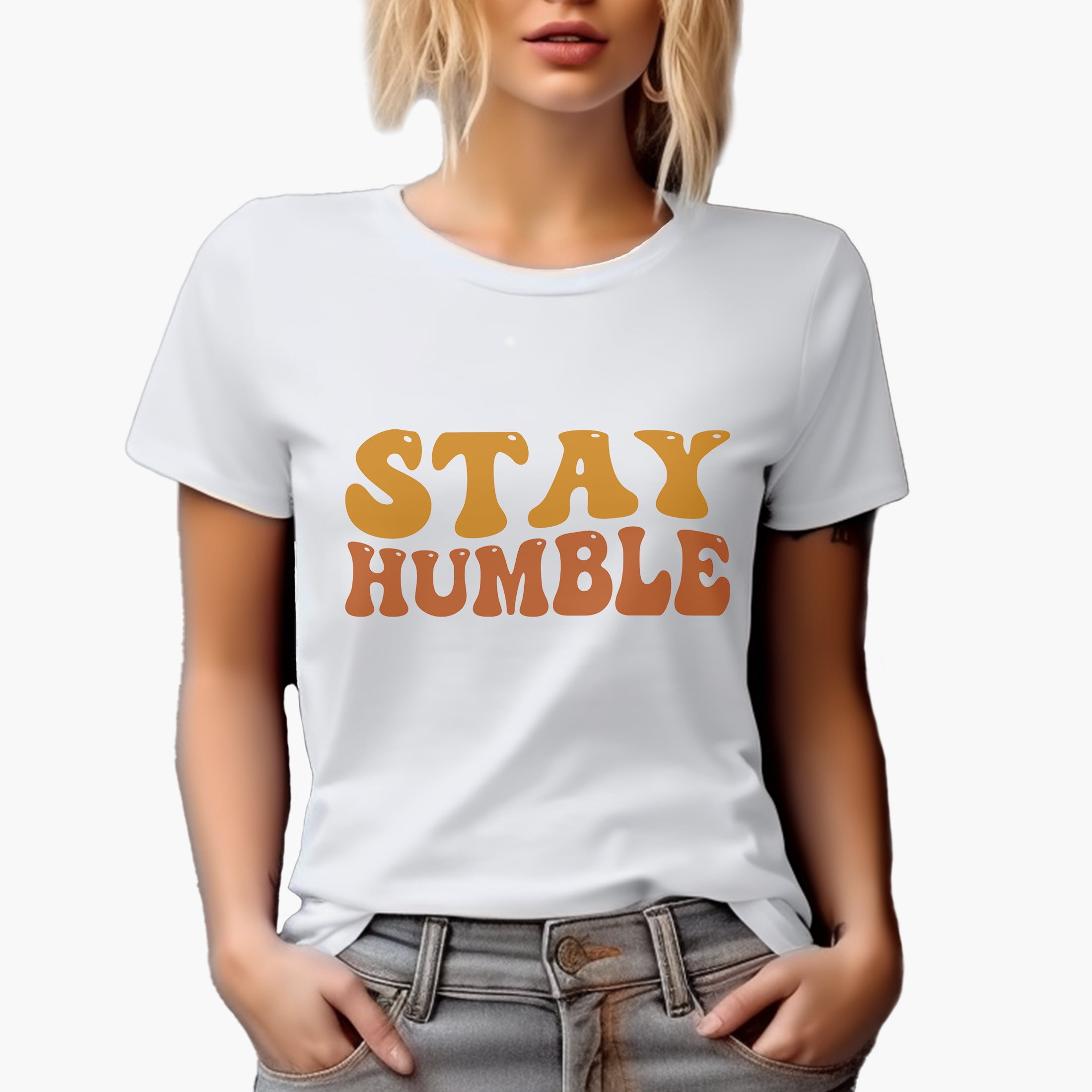 Stay Humble, Humility Quote, Groovy Retro Wavy Text Merch Gift, White T ...
