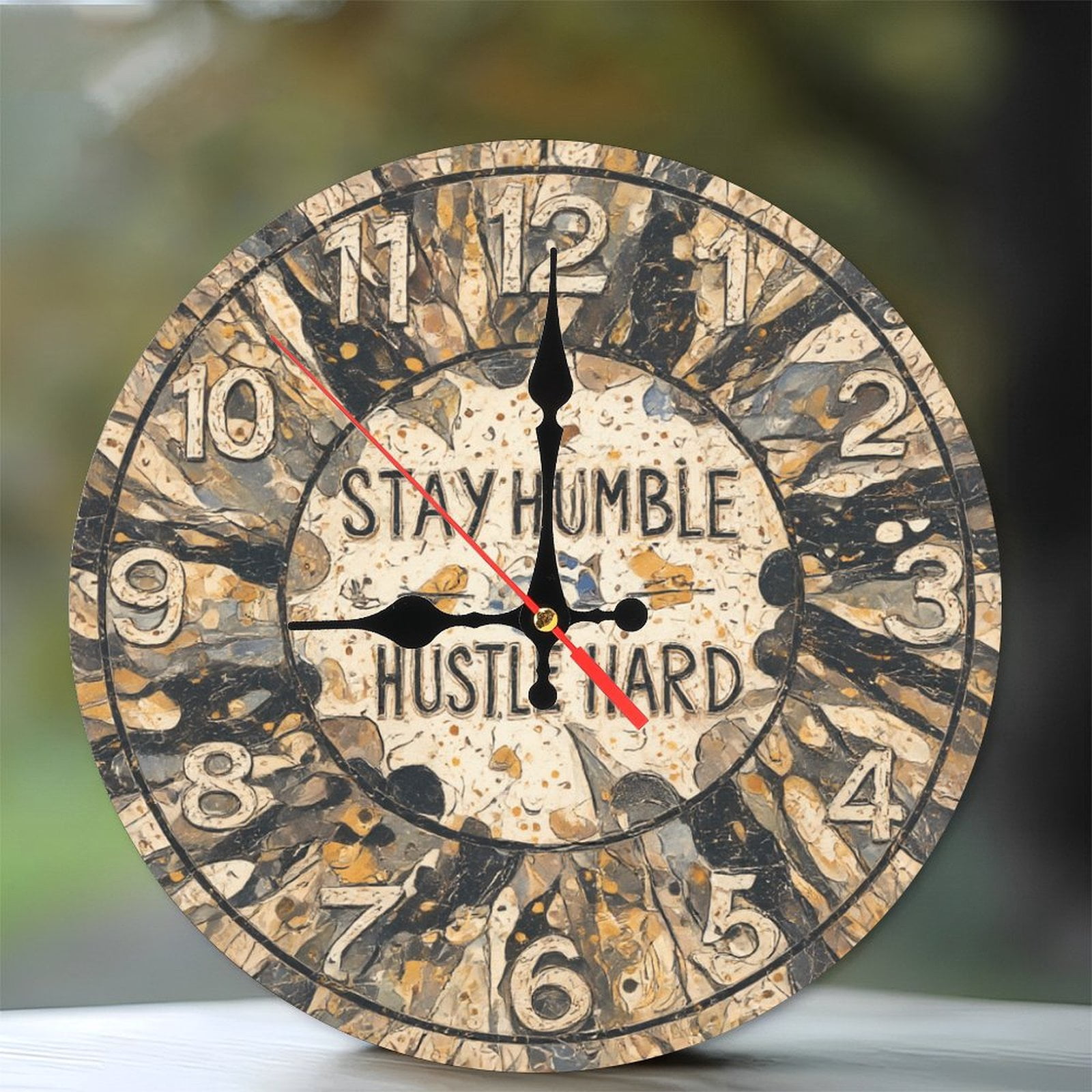 Stay Humble Hustle Hard Motivational Marble Clock Wall Decor 10-Inch ...