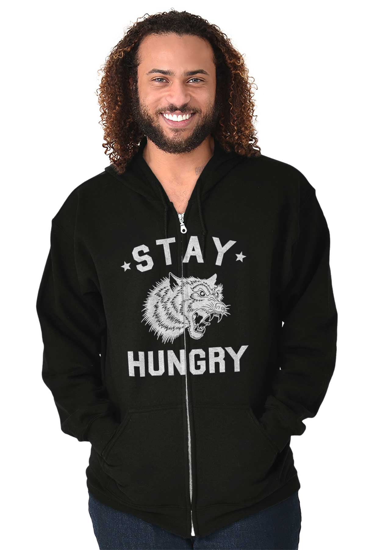 Stay Hungry Foodie Tiger Wolf Workout Unisex Plus Size Zip Hoodie ...
