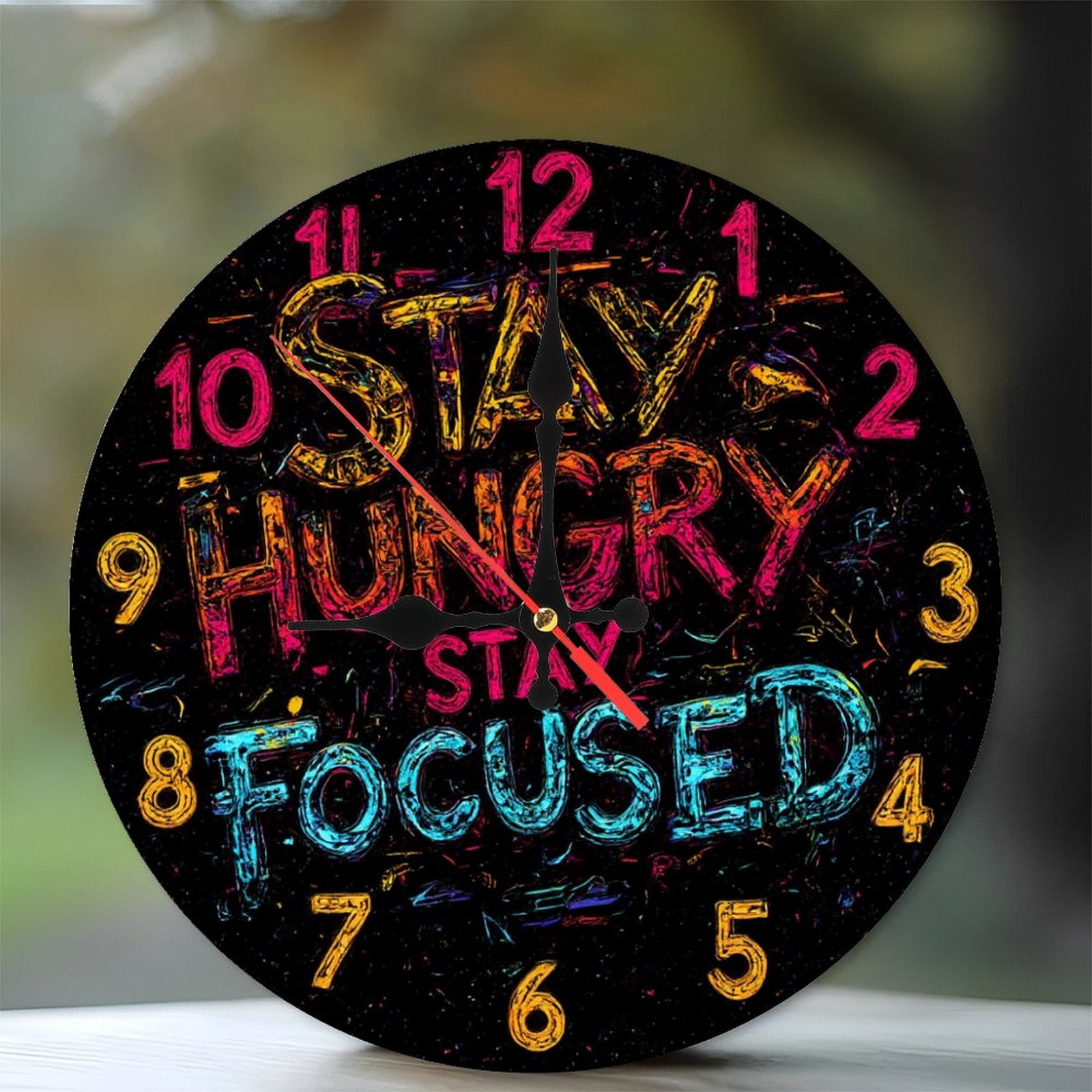 Stay Hungry Stay Focused Motivational Wall Art Print 10-Inch Silent ...