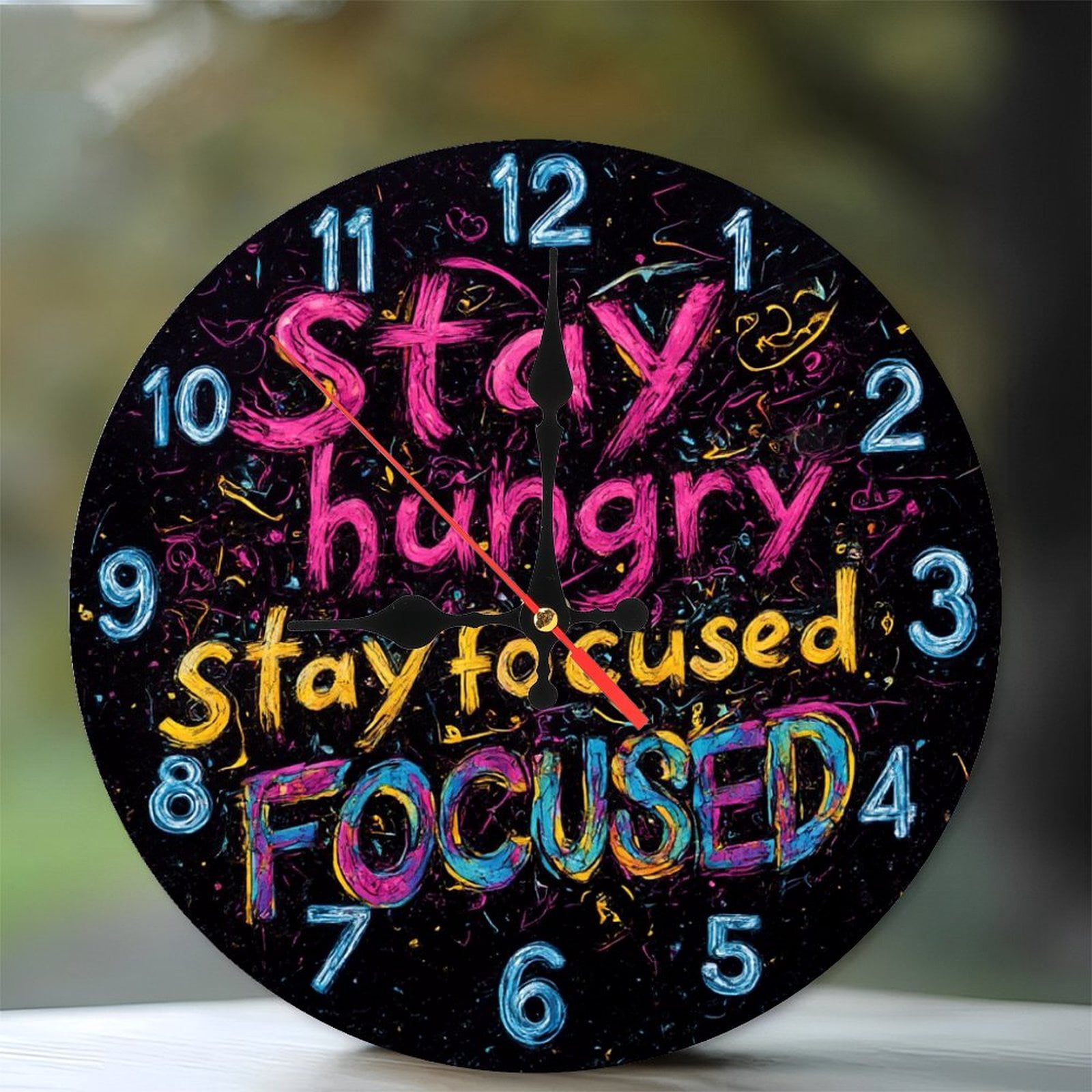 Stay Hungry Stay Focused Motivational Wall Clock Home Decor 10-Inch ...