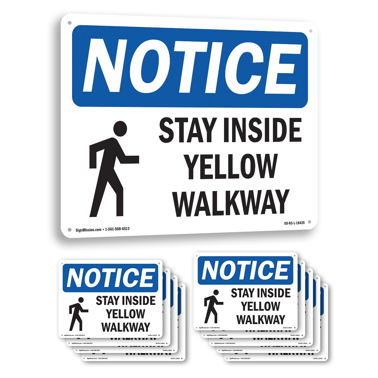 Stay Inside Yellow Walkway OSHA Notice Aluminum Sign 24 Inch x 18 Inch ...