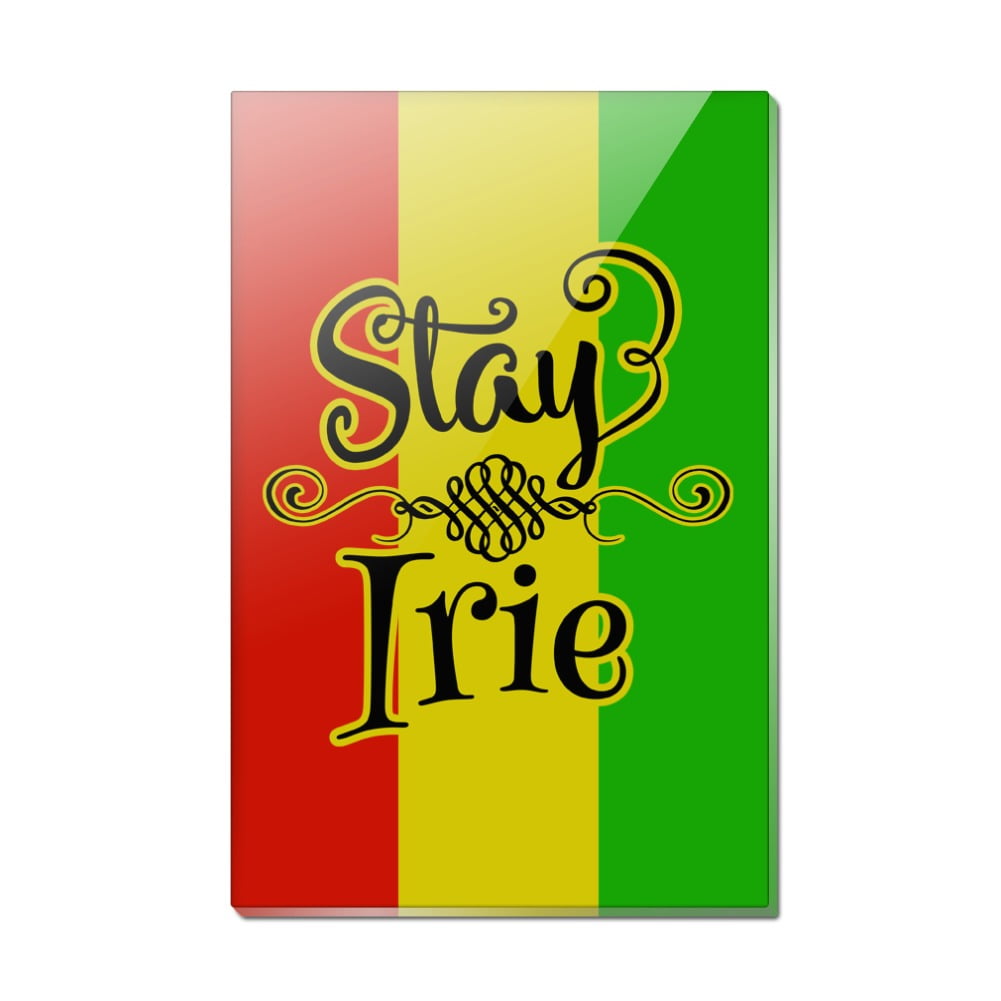 Stay Irie Rastafarian Flag Rectangle Acrylic Fridge Refrigerator Magnet ...