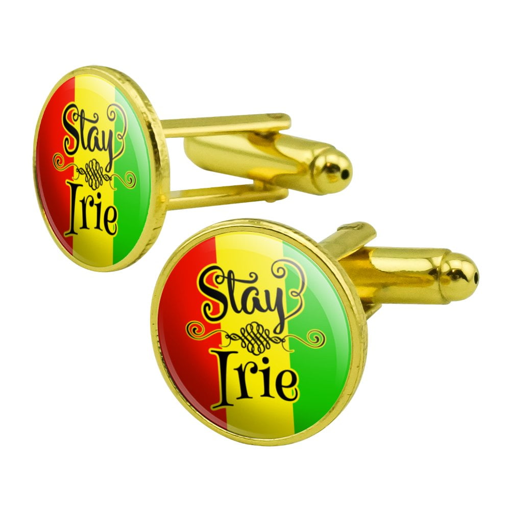 Stay Irie Rastafarian Flag Round Cufflink Set Gold Color - Walmart.com