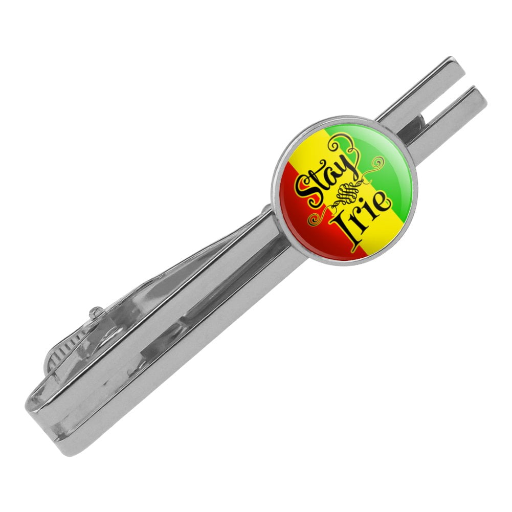Stay Irie Rastafarian Flag Round Tie Bar Clip Clasp Tack Silver Color ...