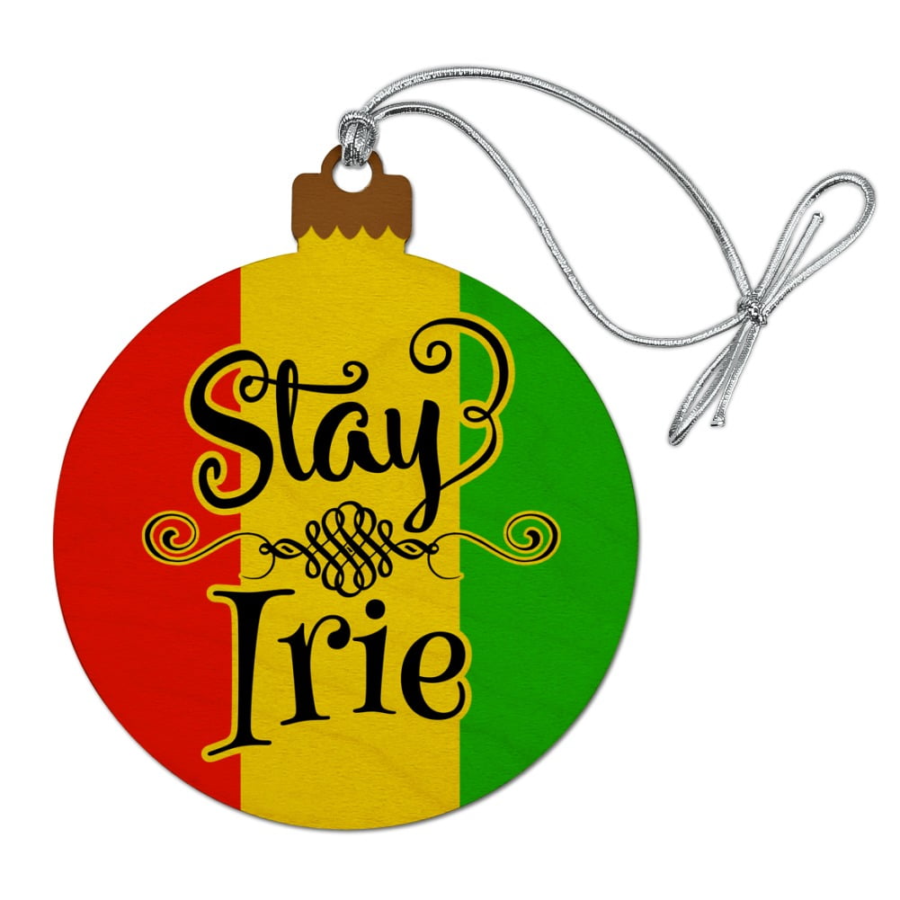 Stay Irie Rastafarian Flag Wood Christmas Tree Holiday Ornament ...