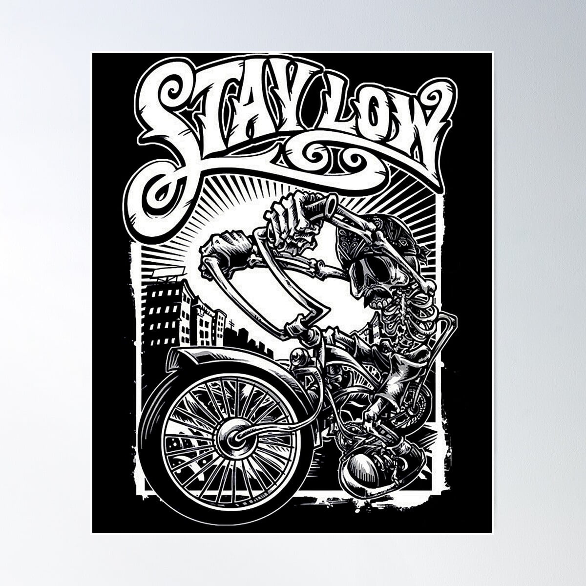 Stay Low Biker Rider Lowrider Skeleton Skater Poster Wall Art, Modern ...