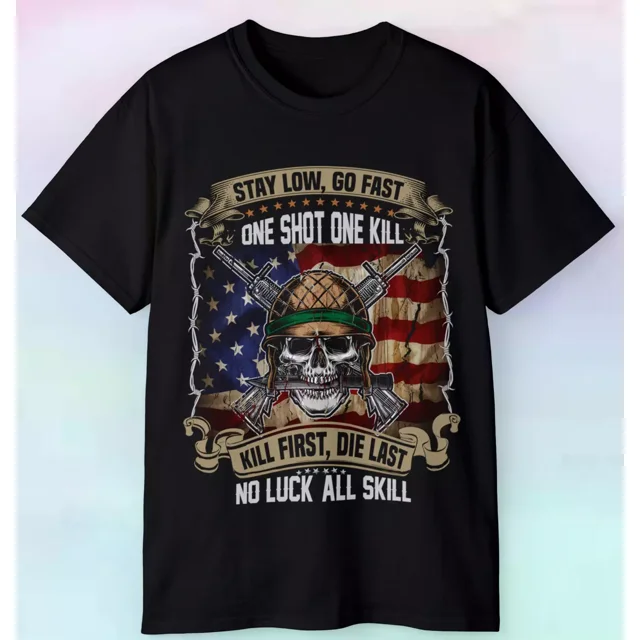 Stay Low Go Fast | Military Skull Graphic Tee | Tactical Slogan | Sizes ...