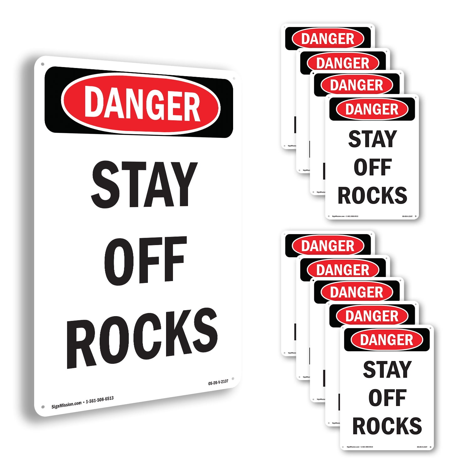 Stay Off Rocks OSHA Danger Aluminum Sign 24 Inch x 18 Inch - 10 Pack ...