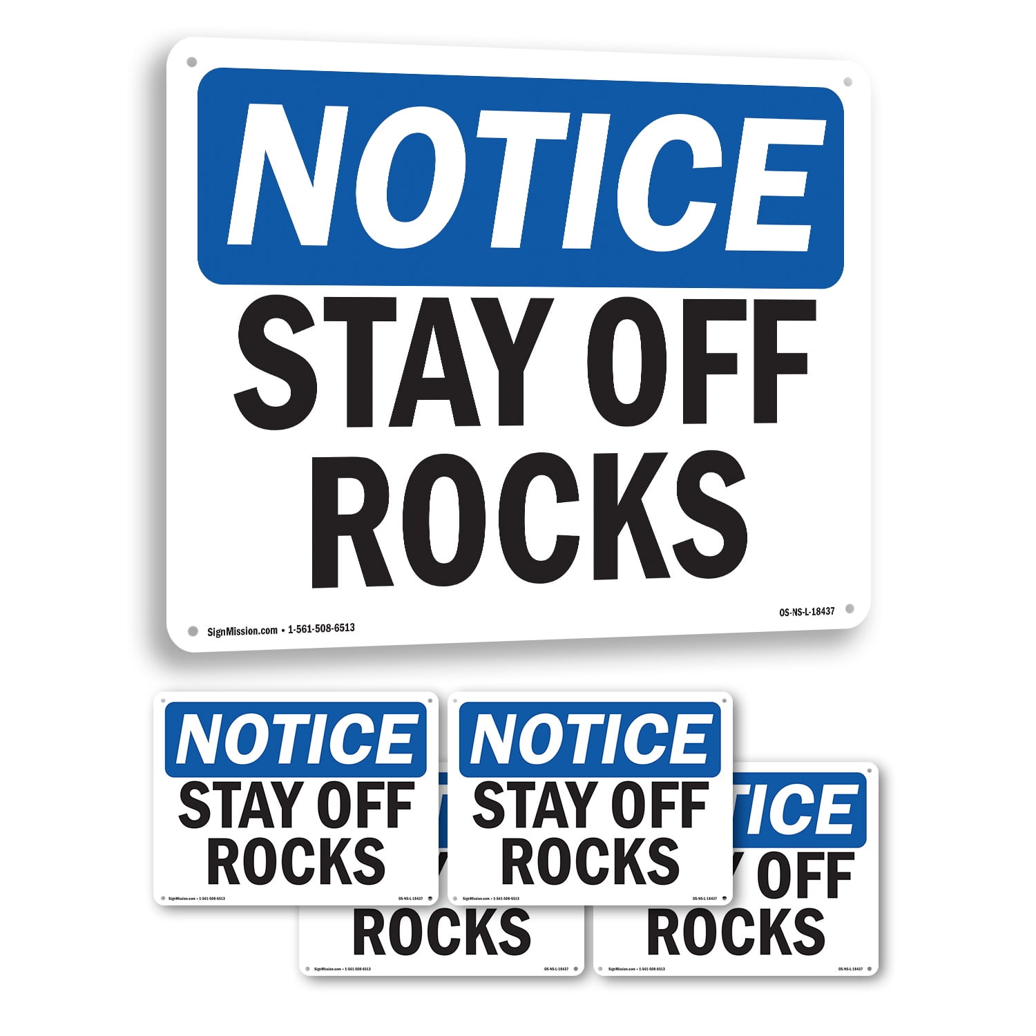 Stay Off Rocks OSHA Notice Rigid Plastic Sign 10 Inch x 7 Inch - 5 Pack ...