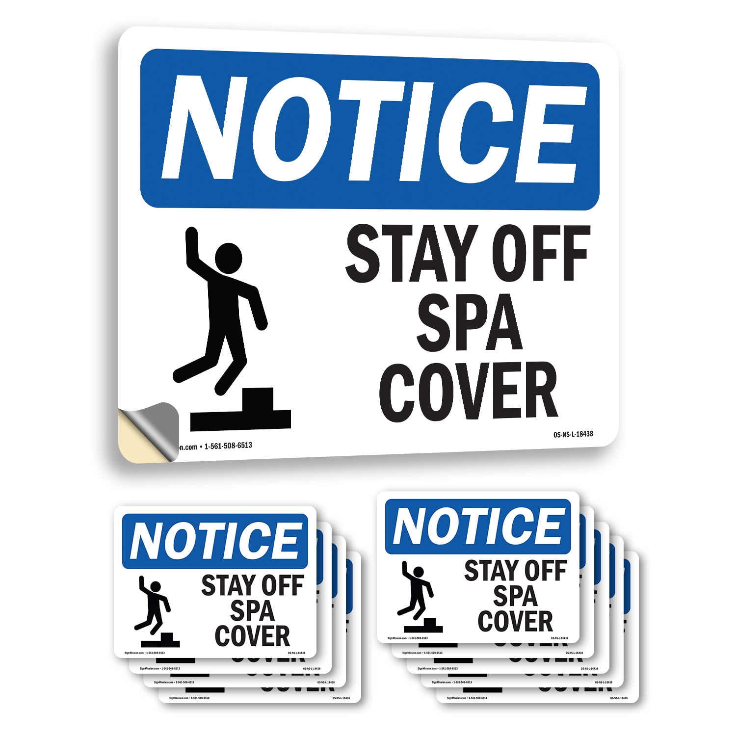Stay Off Spa Cover With Symbol OSHA Notice Vinyl Decal Label 18 Inch x ...