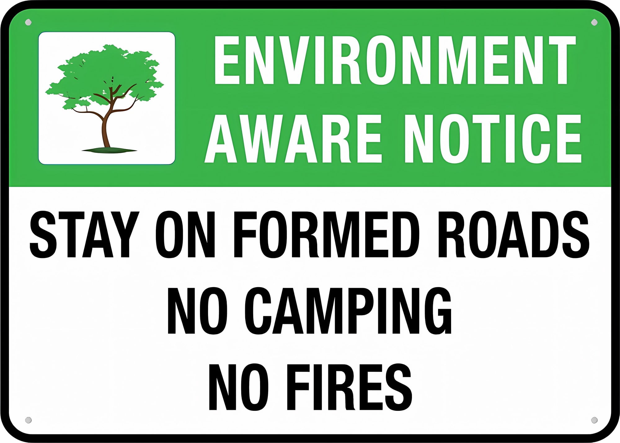 Stay On Formed Roads No Camping No Fires Warning Sign - 8"x12" Tin ...