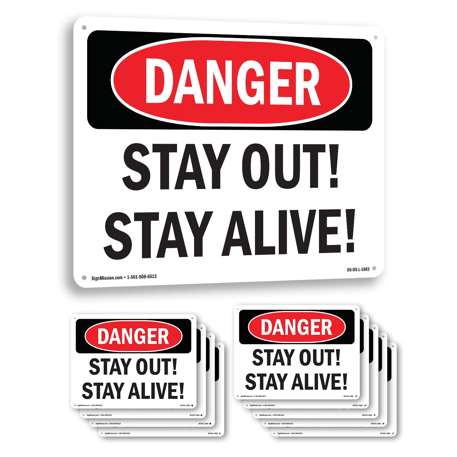 Stay Out! Stay Alive! OSHA Danger Rigid Plastic Sign 24 Inch x 18 Inch ...
