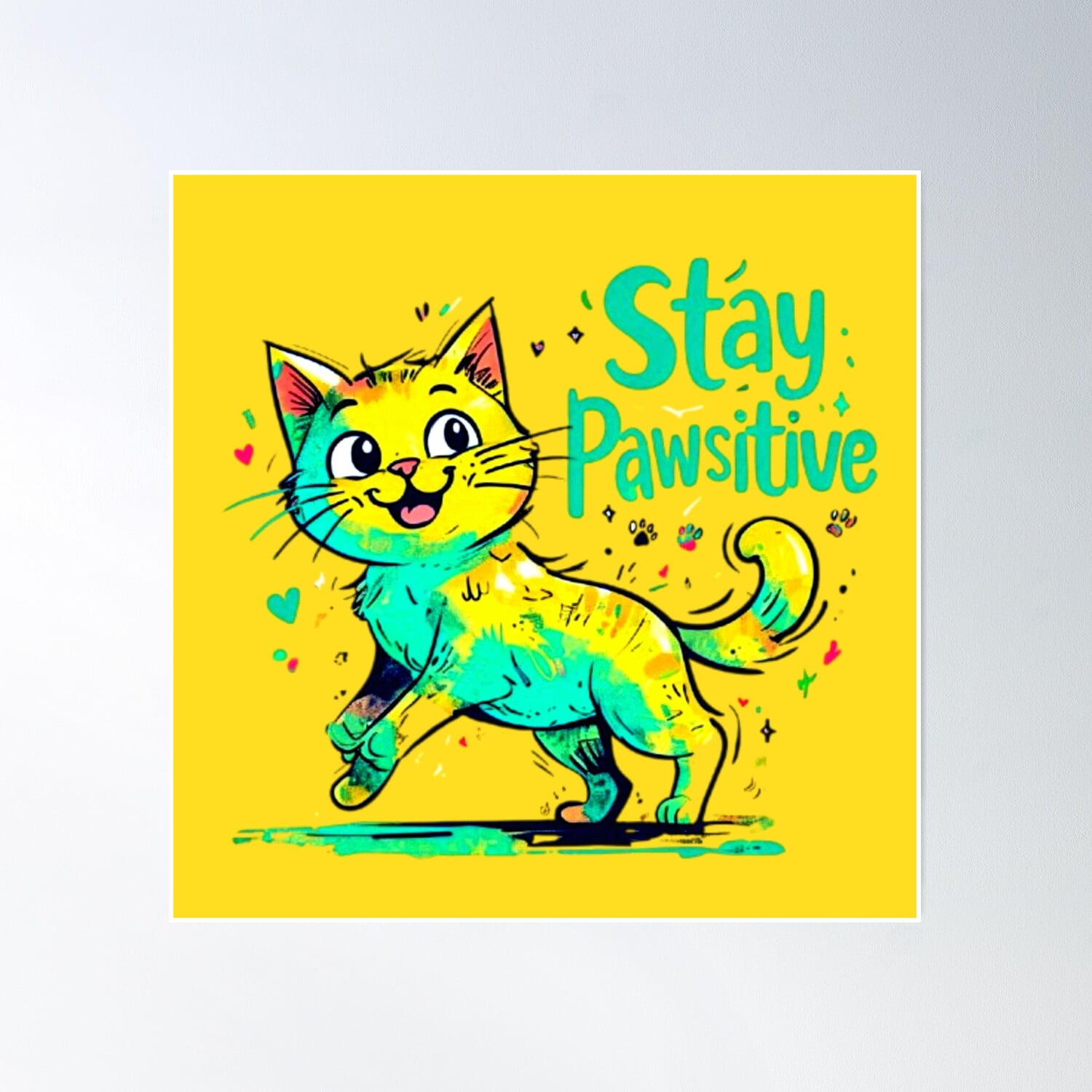 Stay Pawsitive - Cat Sticker For Encouraging Self-Care | Cat Lover ...