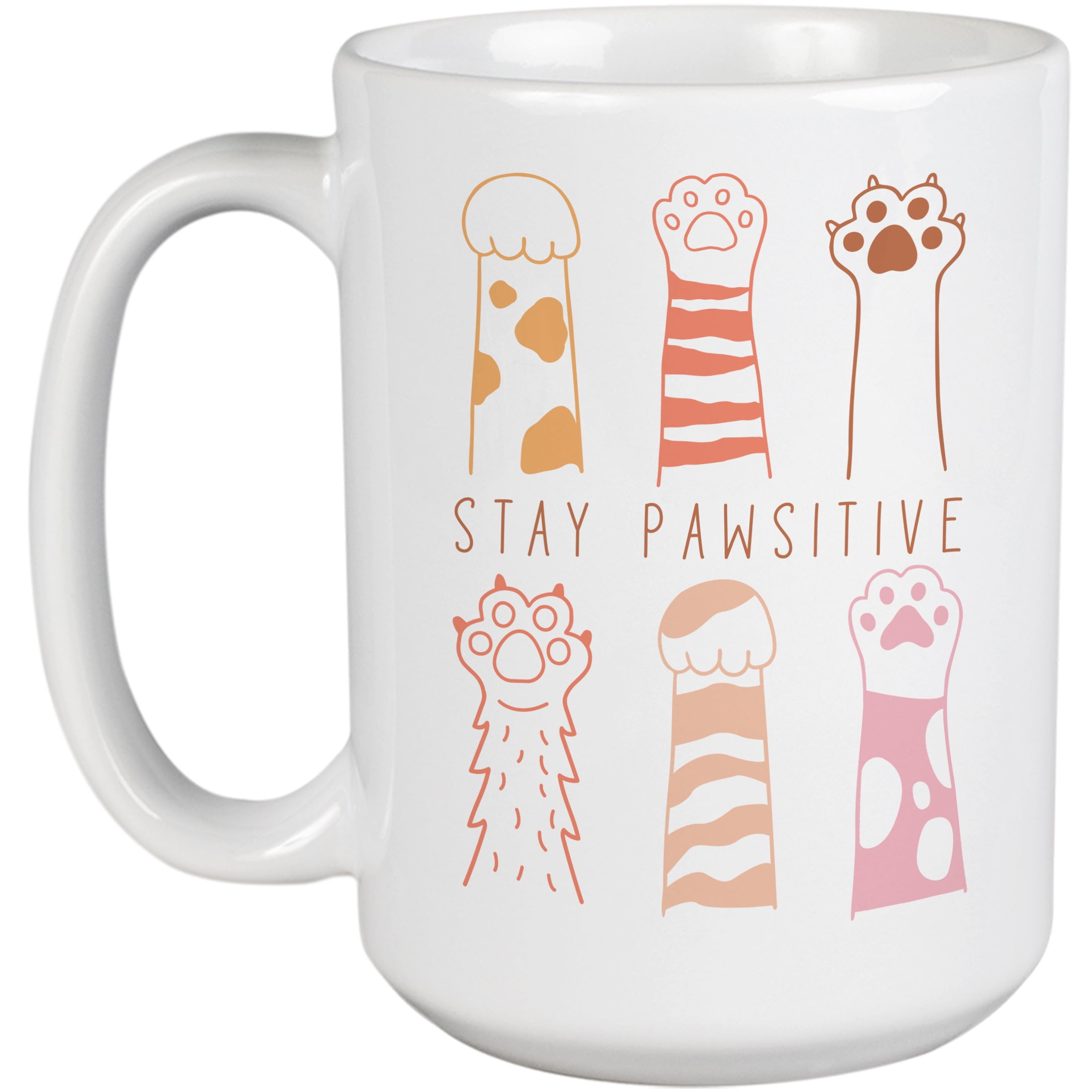 Stay Pawsitive Pun with Different Cute Cat or Dog Paws Art Merch Gift ...