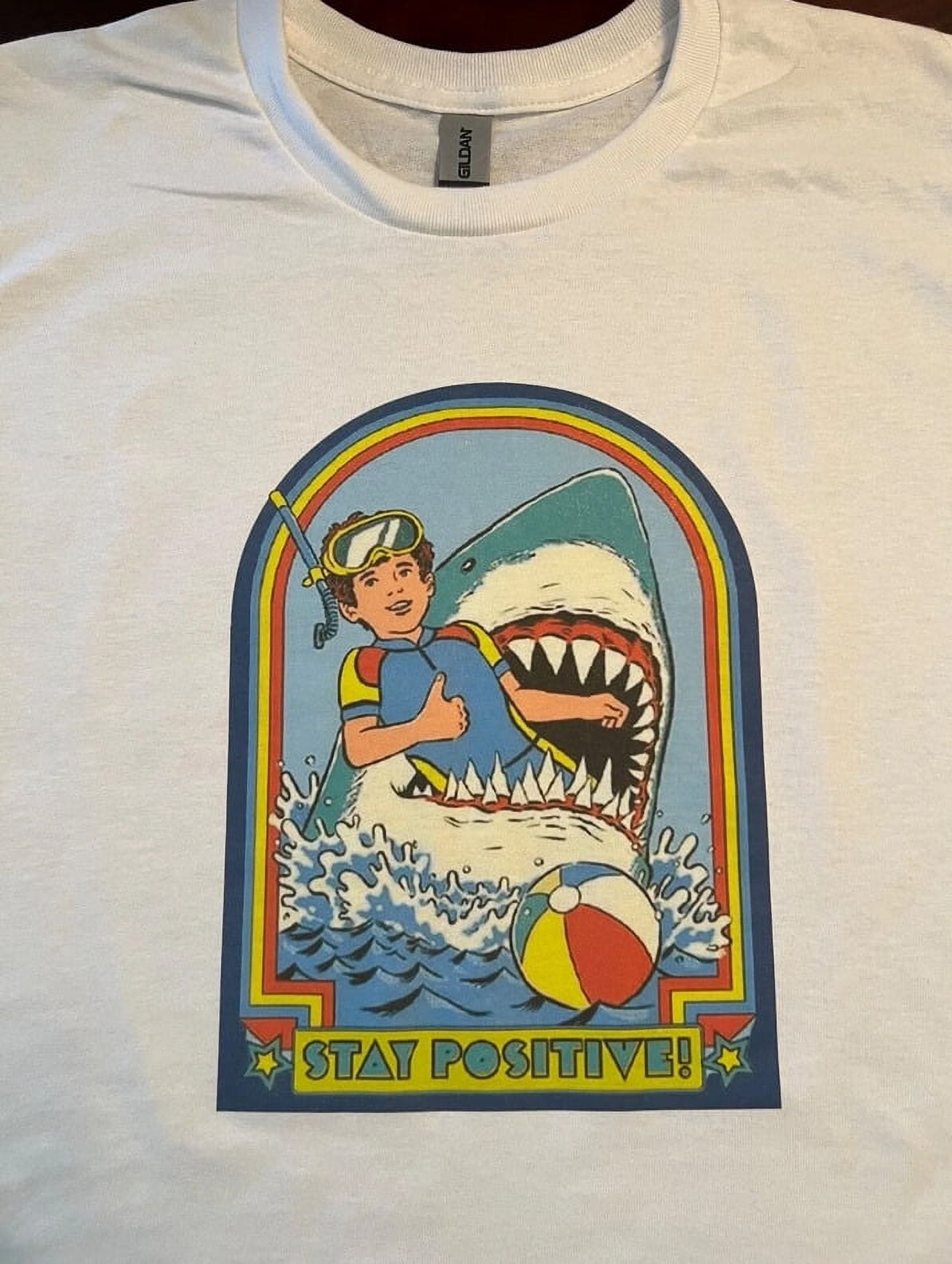 Stay Positive Funny T-Shirt Shark Tee - Walmart.com