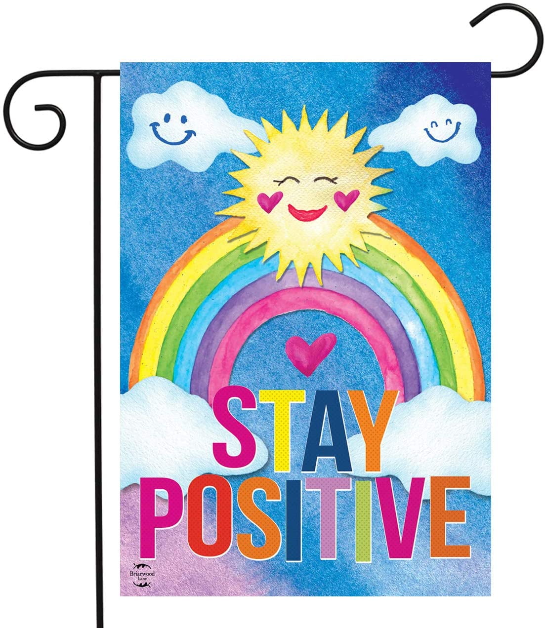 Stay Positive Garden Flag Inspirational Rainbow Sunshine 12x18 Inch ...