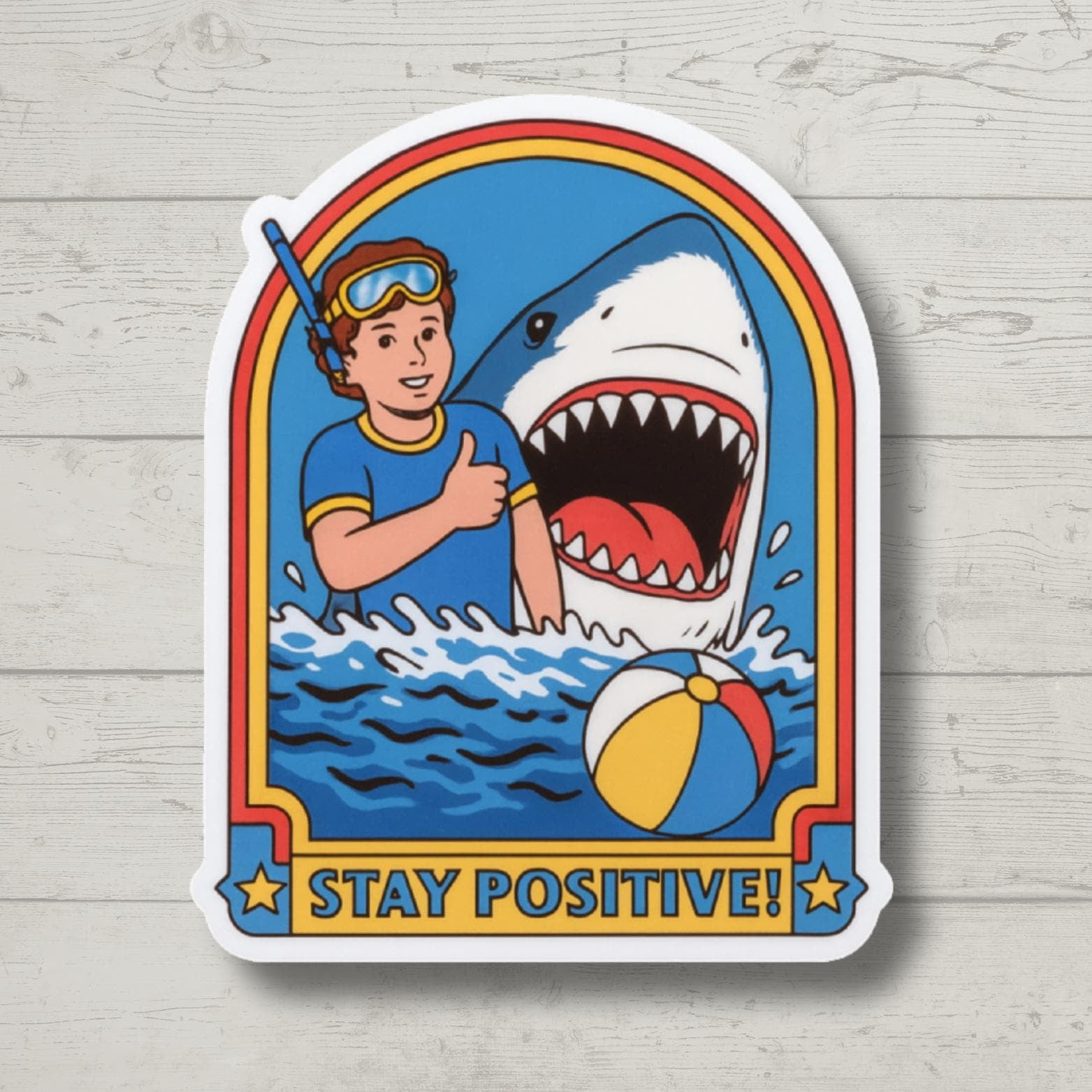 Stay Positive, Retro, Shark, Funny Stickers, Sarcasm Stickers ...