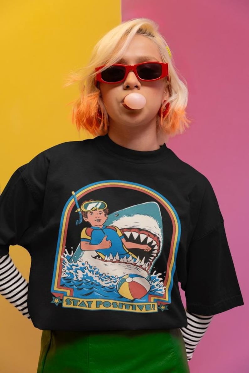 Stay Positive Shark Tshirt - Walmart.com