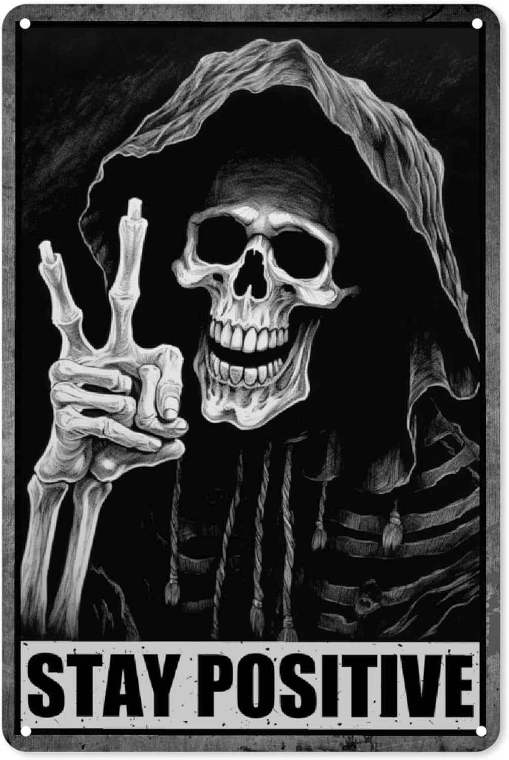 Stay Positive Skeleton Aluminum Metal Sign,wall Decor Poster for Home ...