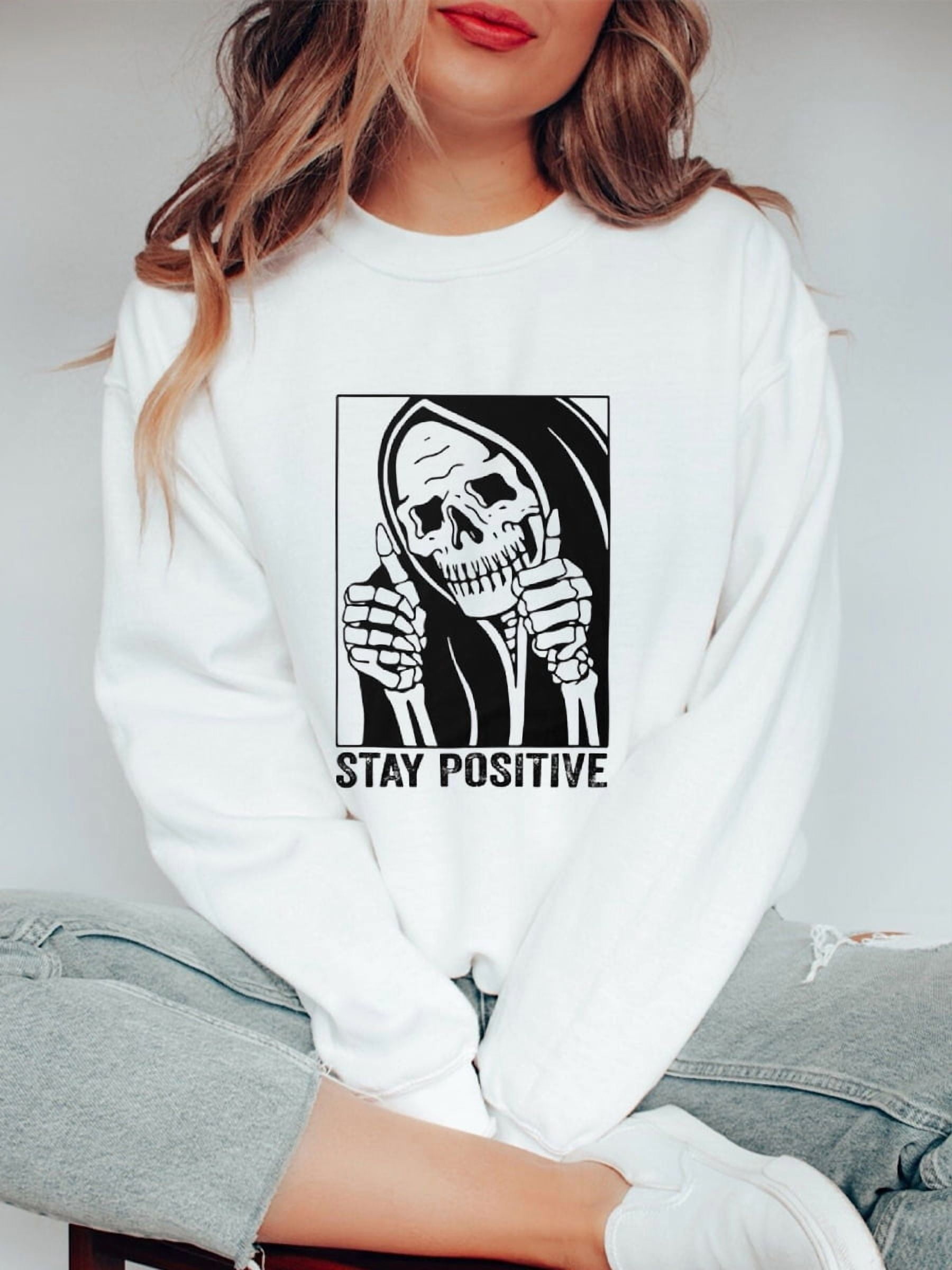 Stay Positive Skeleton T-Shirt - Walmart.com