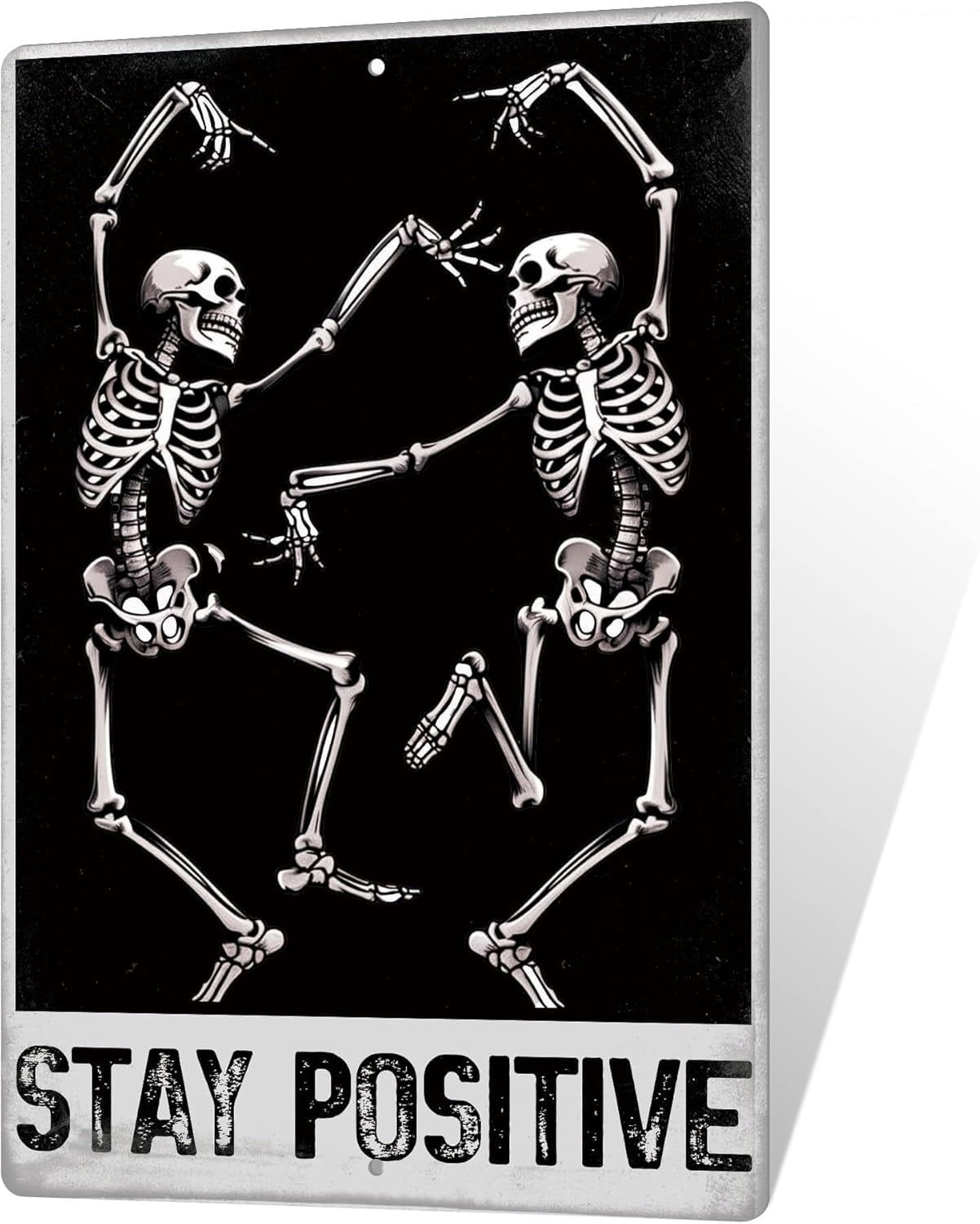 "Stay Positive" Skull Tin Sign - Gothic Room Decor, Creepy Skull Wall ...