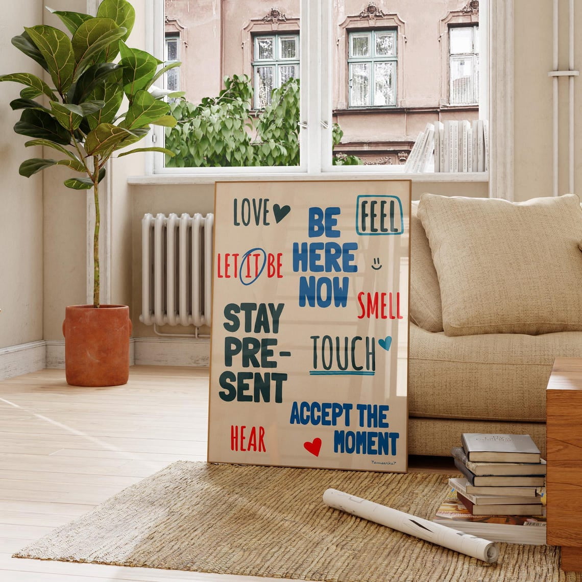 Stay Present Motivational Wall Art Uplifting Quote Poster Inspirational ...