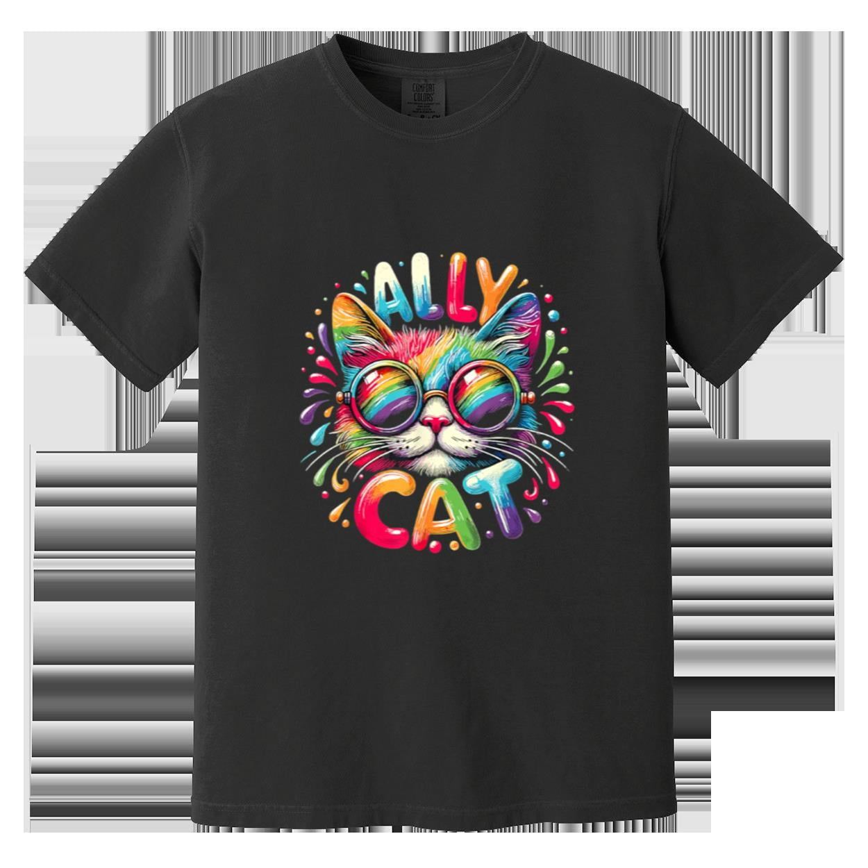 Stay Proud Fun Ally Cat Art Comfort Color T-shirt, for men & women, up ...