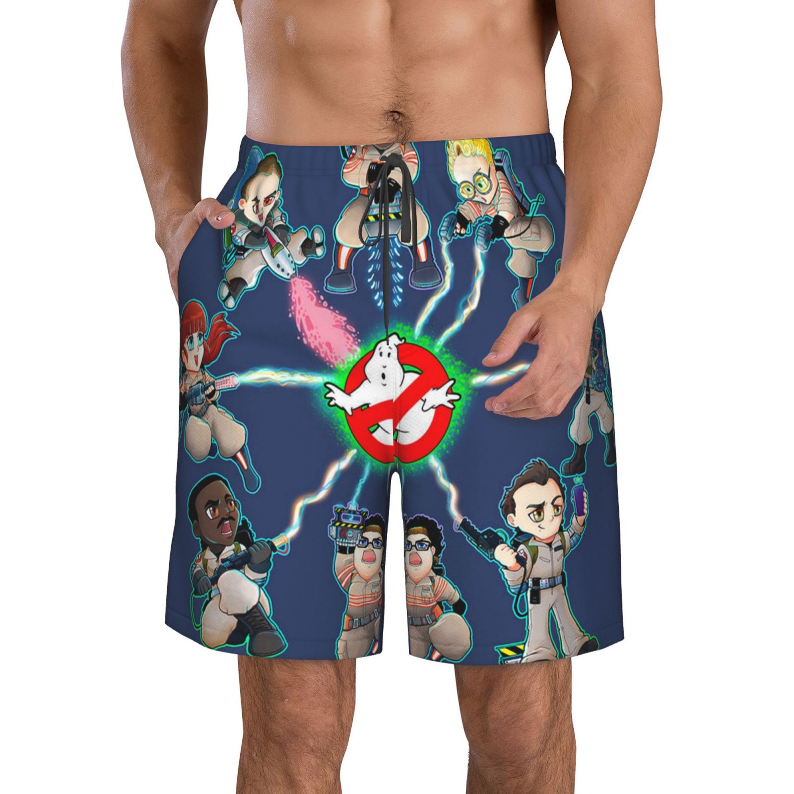 Stay-Puft Cartoon Ghostbusters Men's Beach Shorts Swim Trunks Casual ...