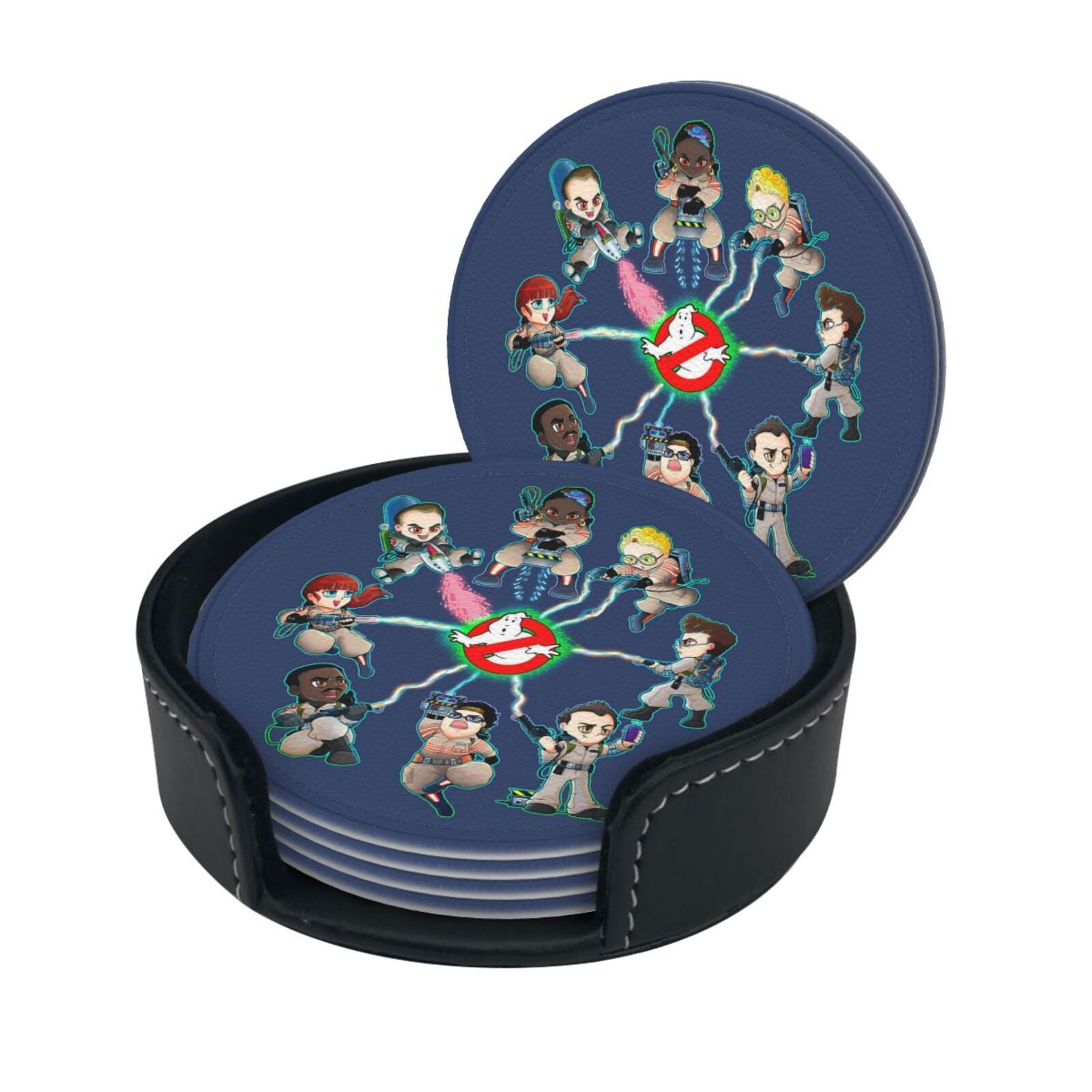 Stay-Puft Cartoon Ghostbusters Round Coaster Set Of 6 Tabletop ...