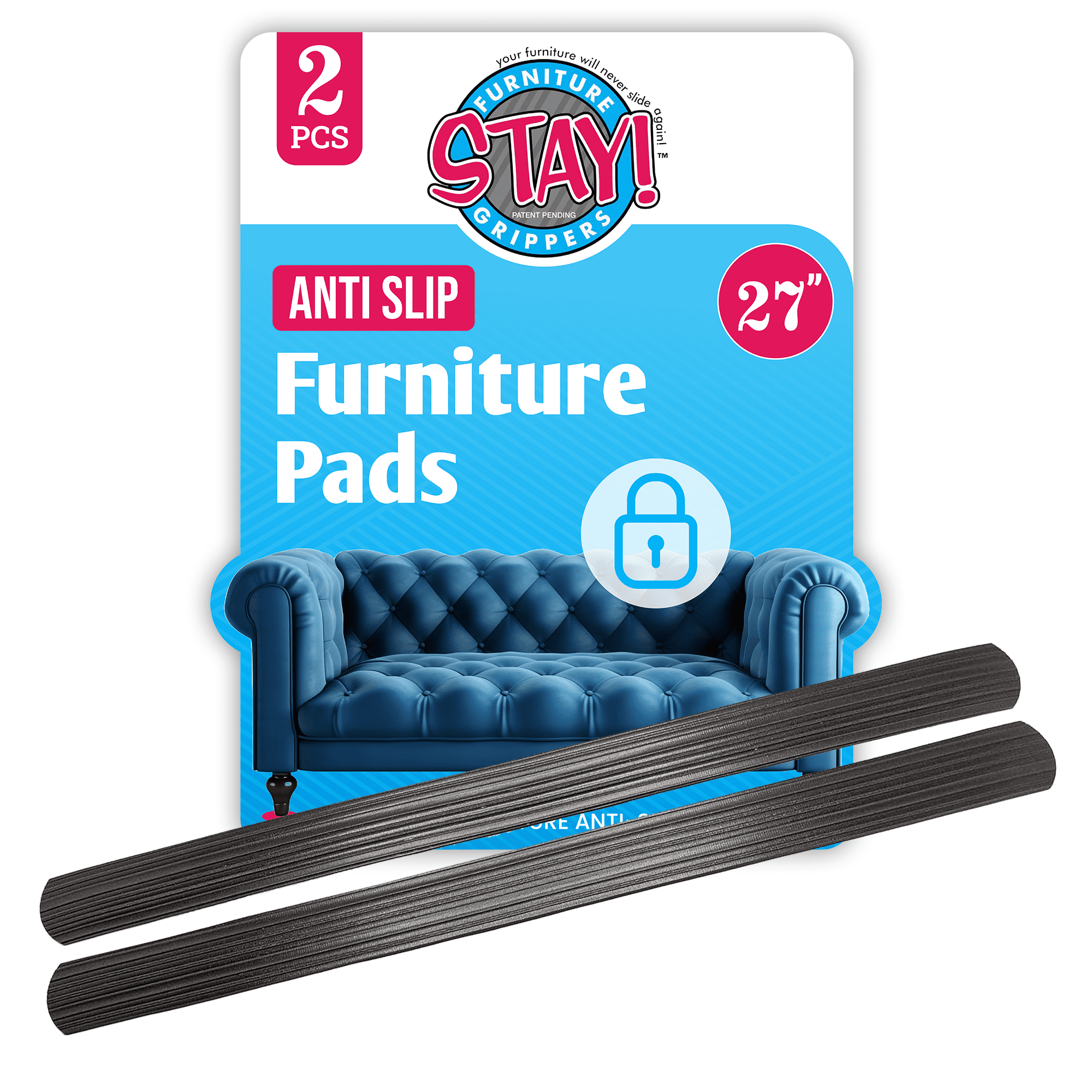 STAY! Furniture Grippers, Recliner Anti Slip Pads, 27 Inch, Non Skid ...
