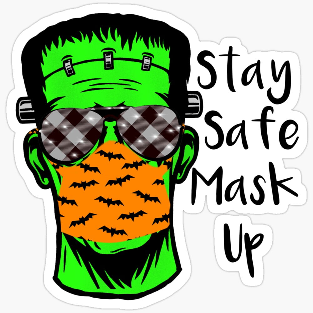 Stay Safe Mask Up Frankenstein Zombie Monster Funny Fall Time Pumpkin ...