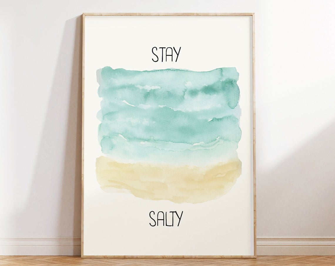 Stay Salty Print, Minimalist Coastal Wall Art, Trendy Sea Poster ...