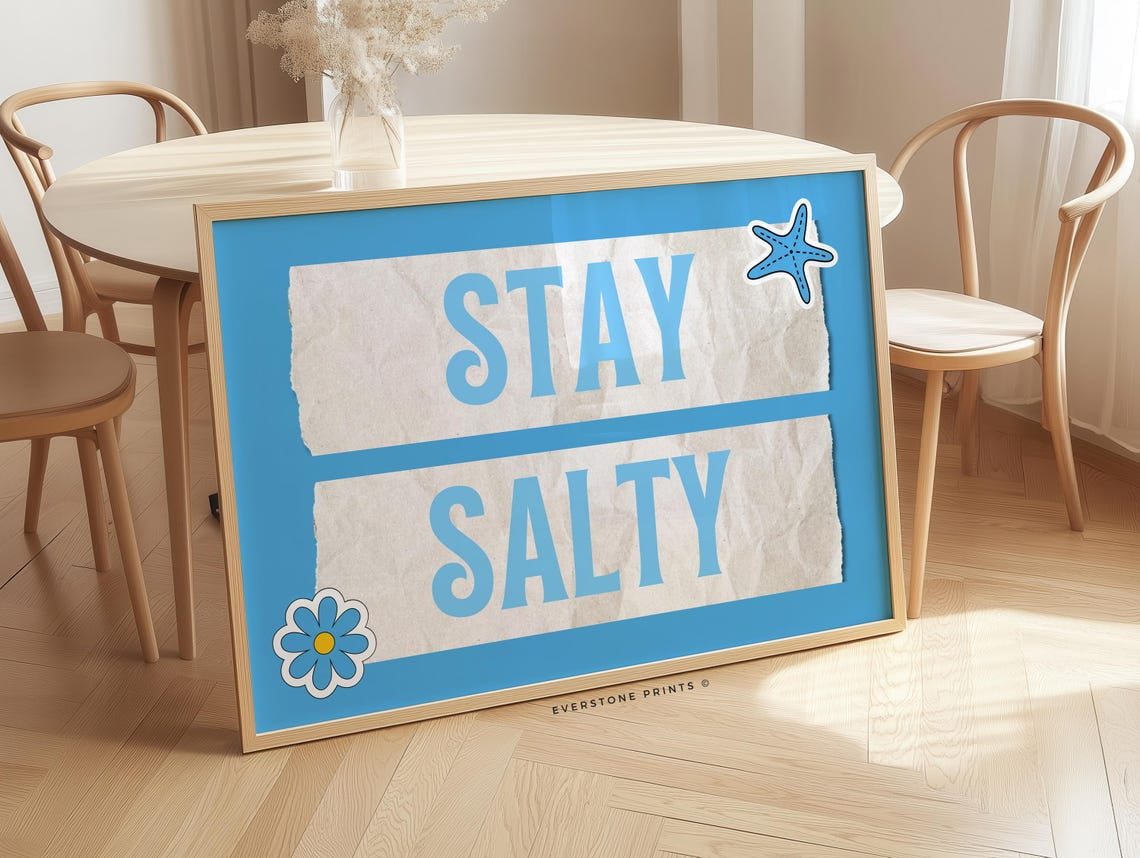 Stay Salty Print, Summer Coastal Wall Art, Beachy Ocean Decor, Nautical ...