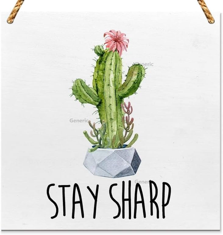Stay Sharp Inspirational Wood Sign Decor Sign,Farmhouse Cactus ...