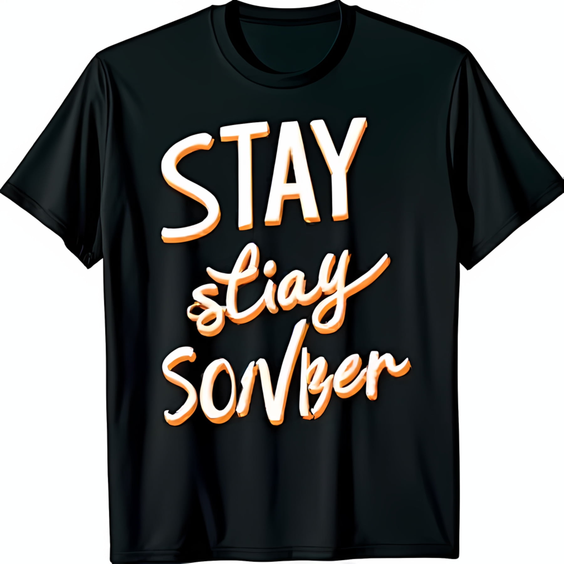 Stay Sober Motivational Black T-Shirt with Bold and Cursive Design ...